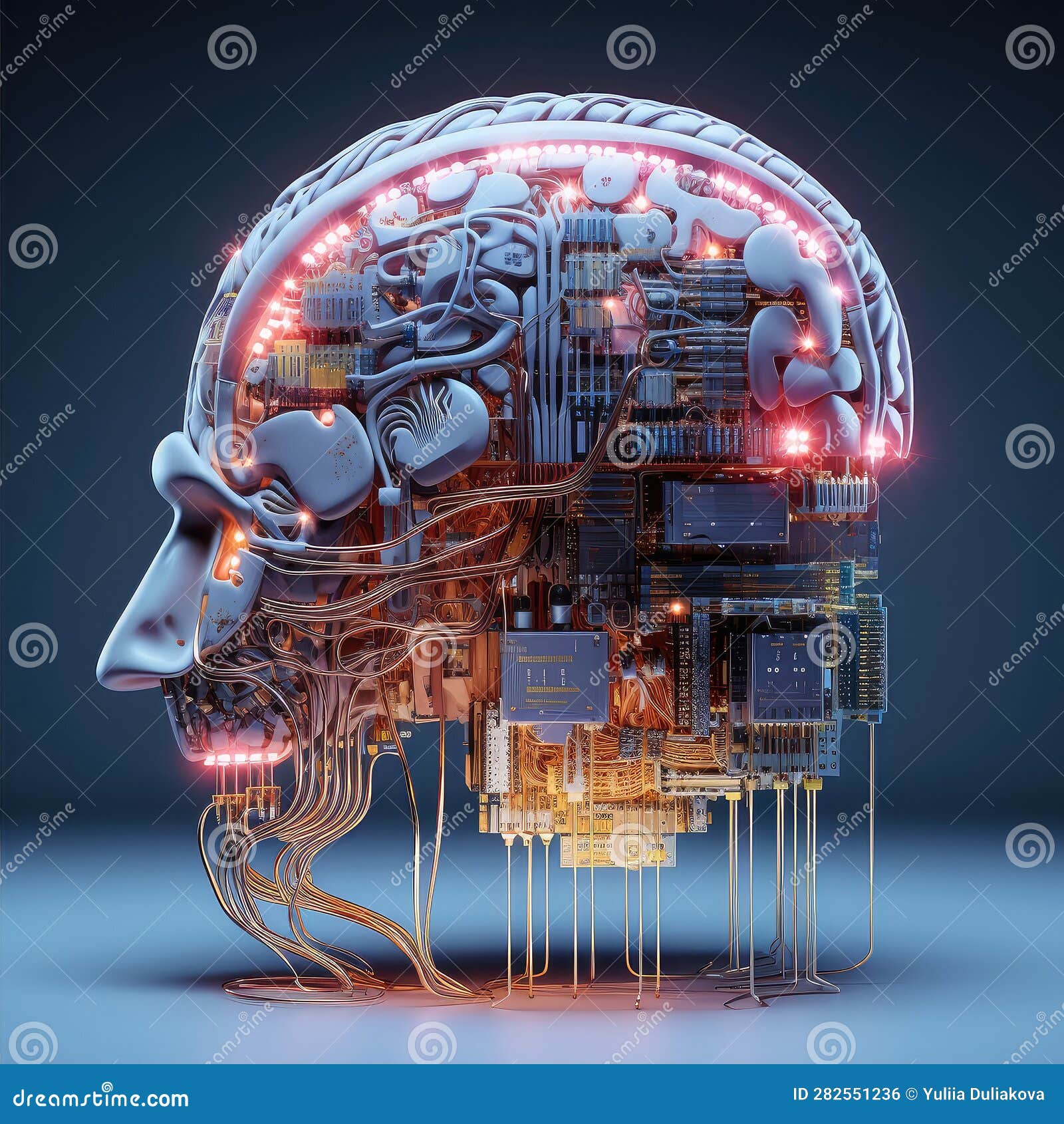 Stylish Handsome Cyborg Head in Profile, Futuristic Man, Artificial ...