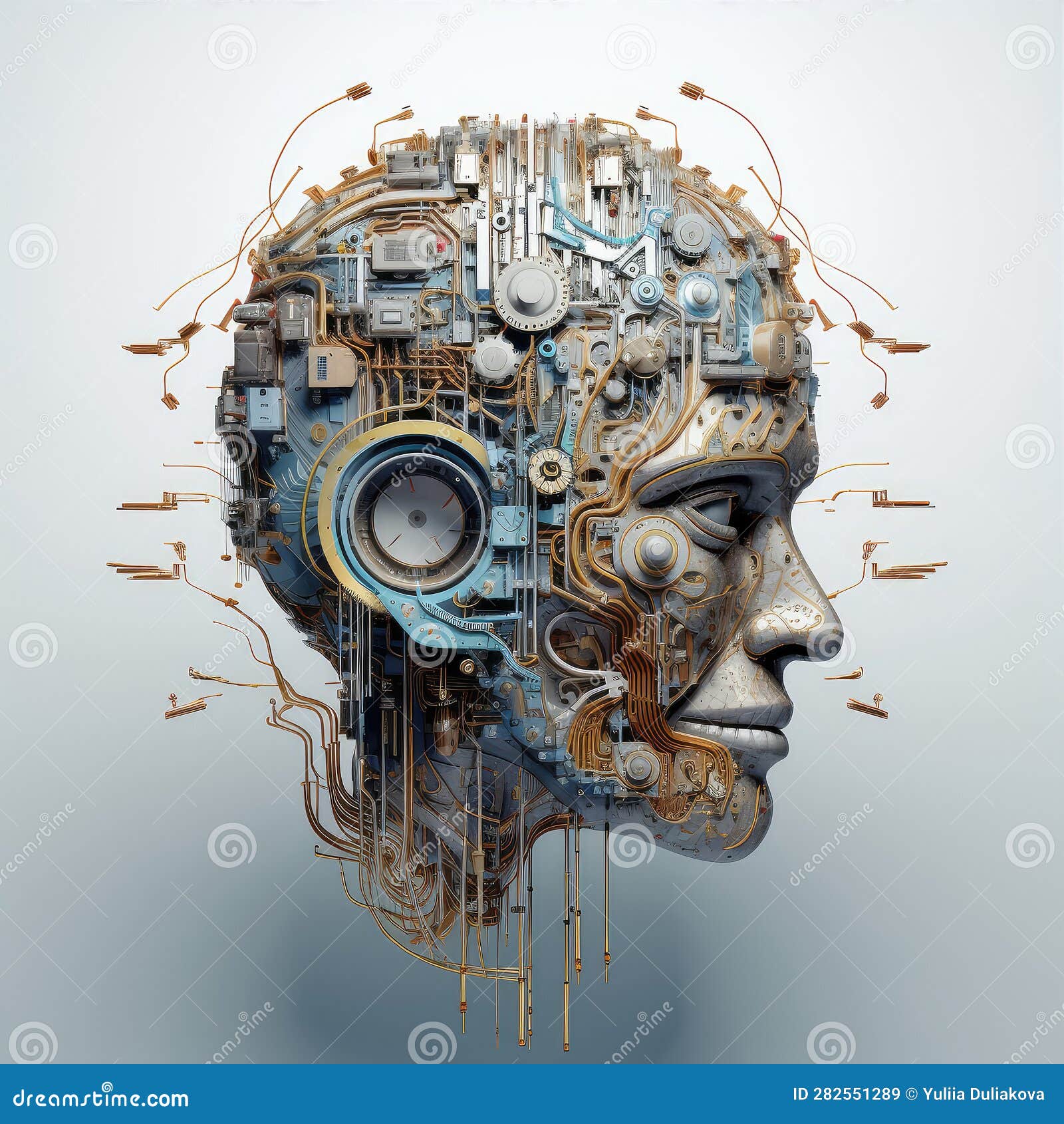 Stylish Handsome Cyborg Head in Profile, Futuristic Man, Artificial ...