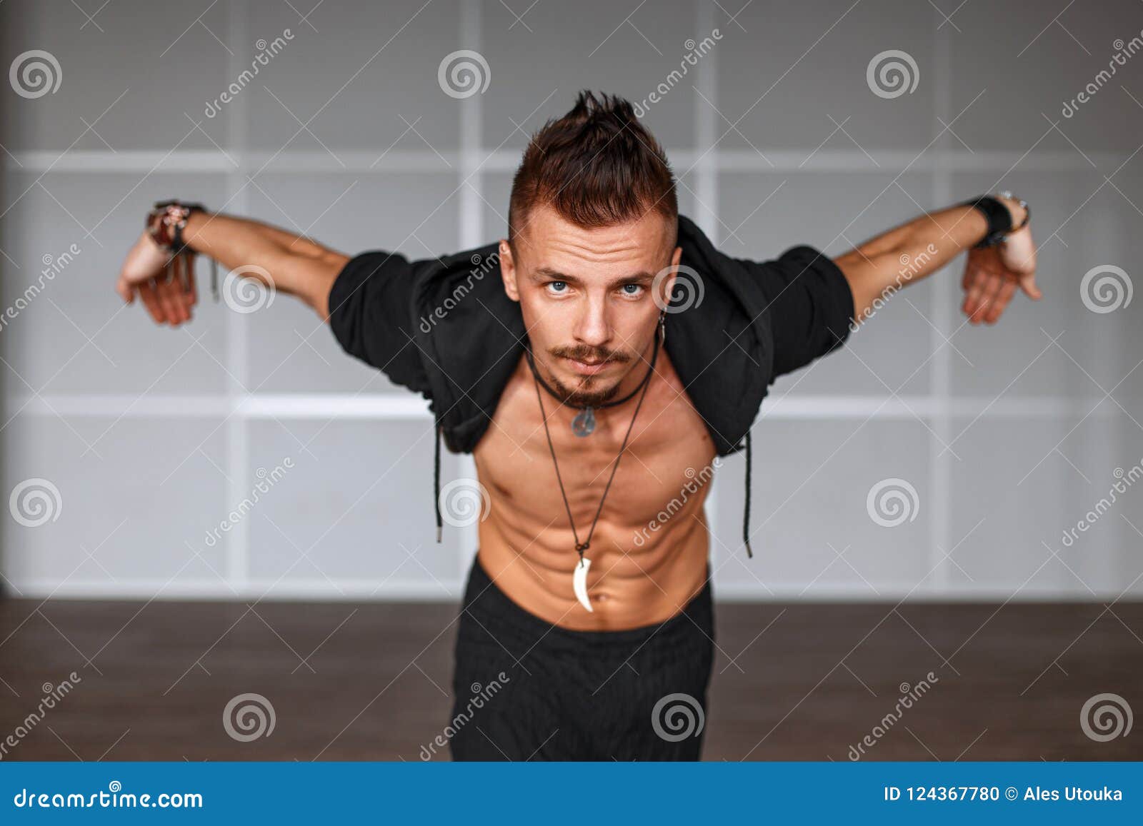 Stylish Handsome Man Dancer Posing in Dance Movement Stock Photo ...
