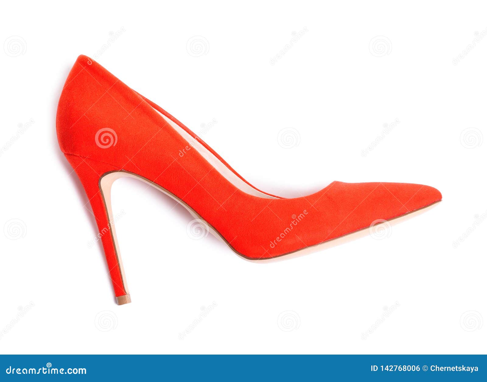 Stylish High Heel Shoe on White, Top View Stock Photo - Image of ...