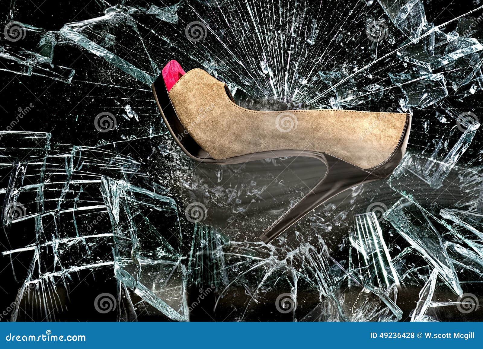Stylish High Heels and Broken Glass. Stock Photo - Image of crash ...
