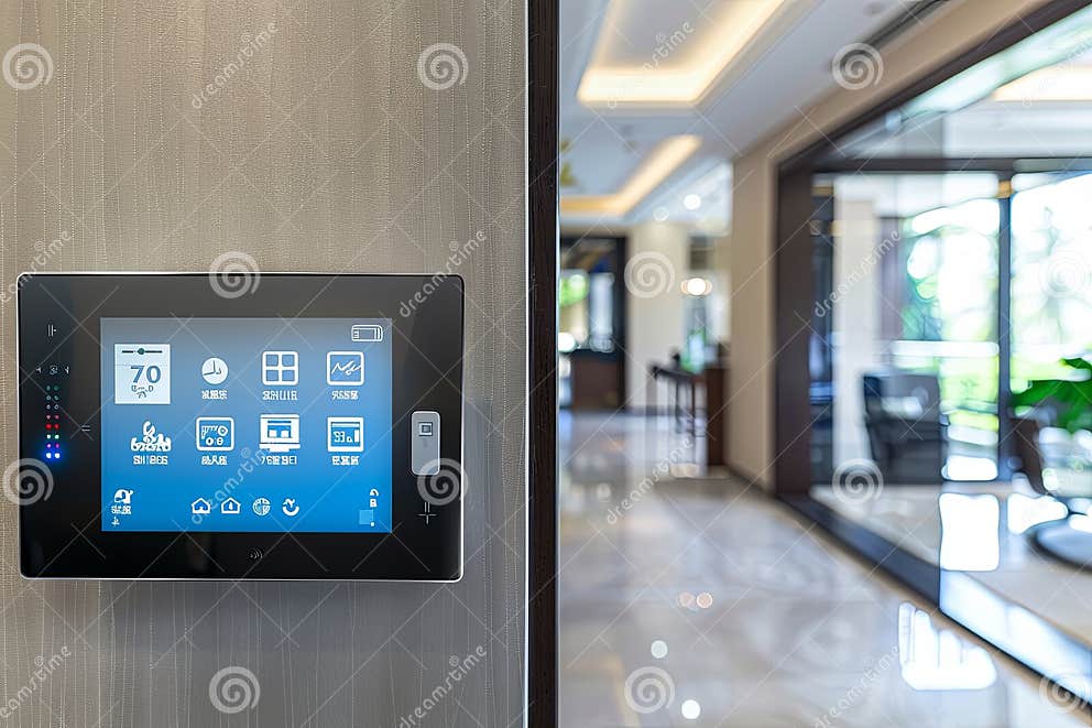 A Stylish Home Automation Control Panel with Touchscreen, Mounted on a ...