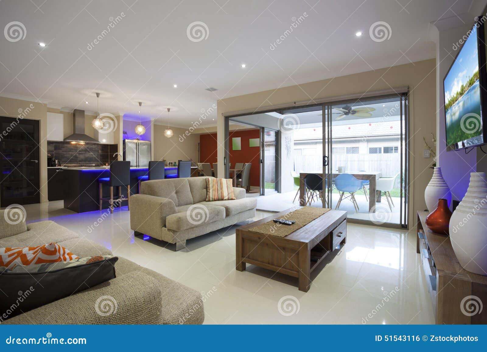 Stylish home interior stock photo. Image of kitchen, modern - 51543116