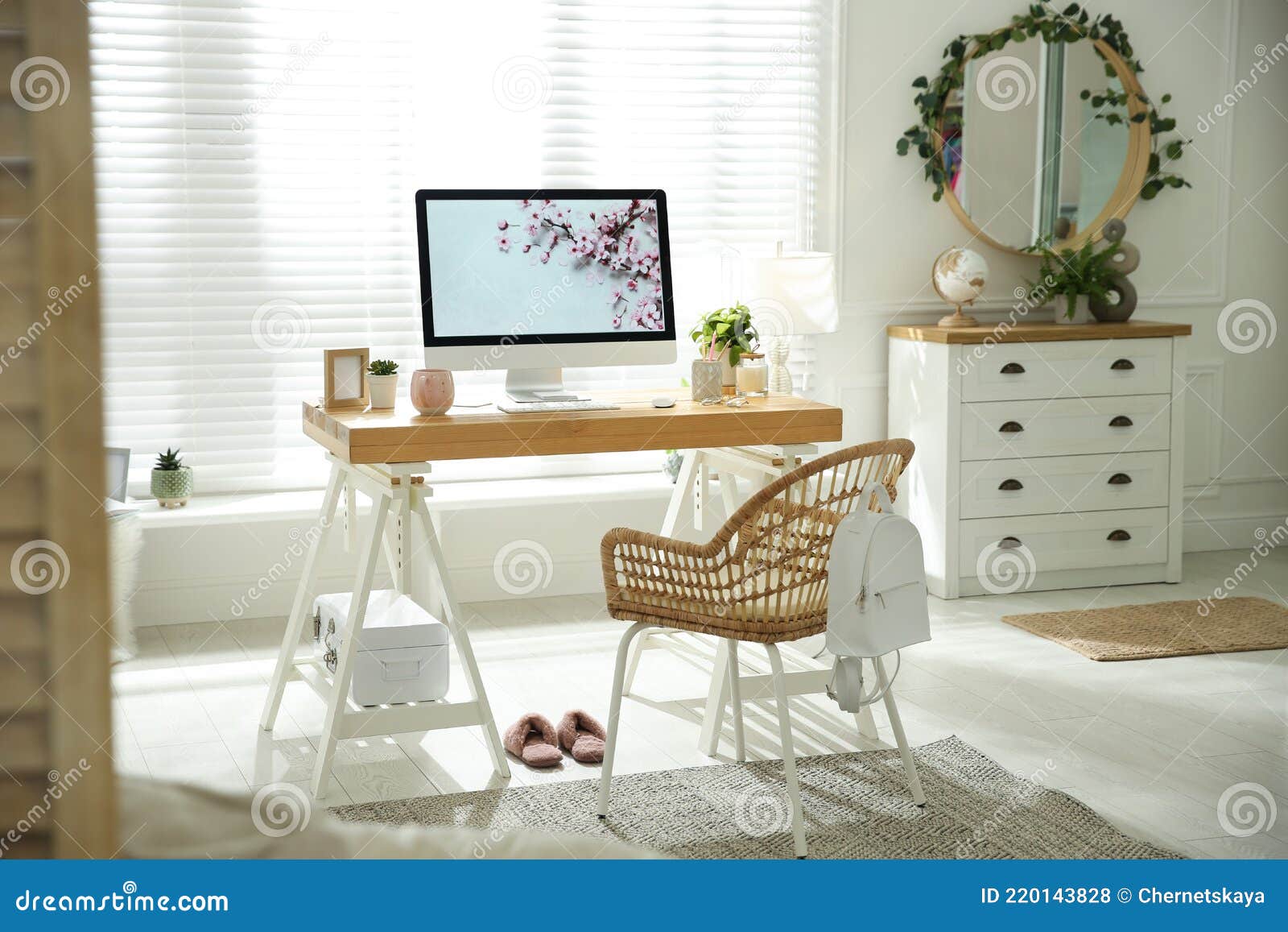 Stylish Home Office Interior with Comfortable Workplace Stock Photo ...