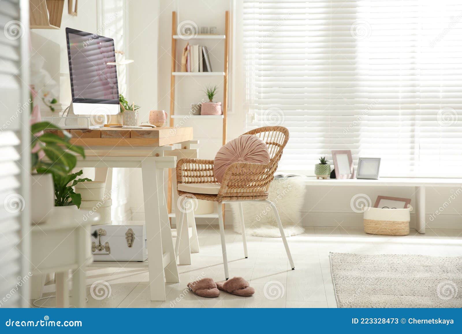 Stylish Home Office Interior with Comfortable Workplace Stock Image ...
