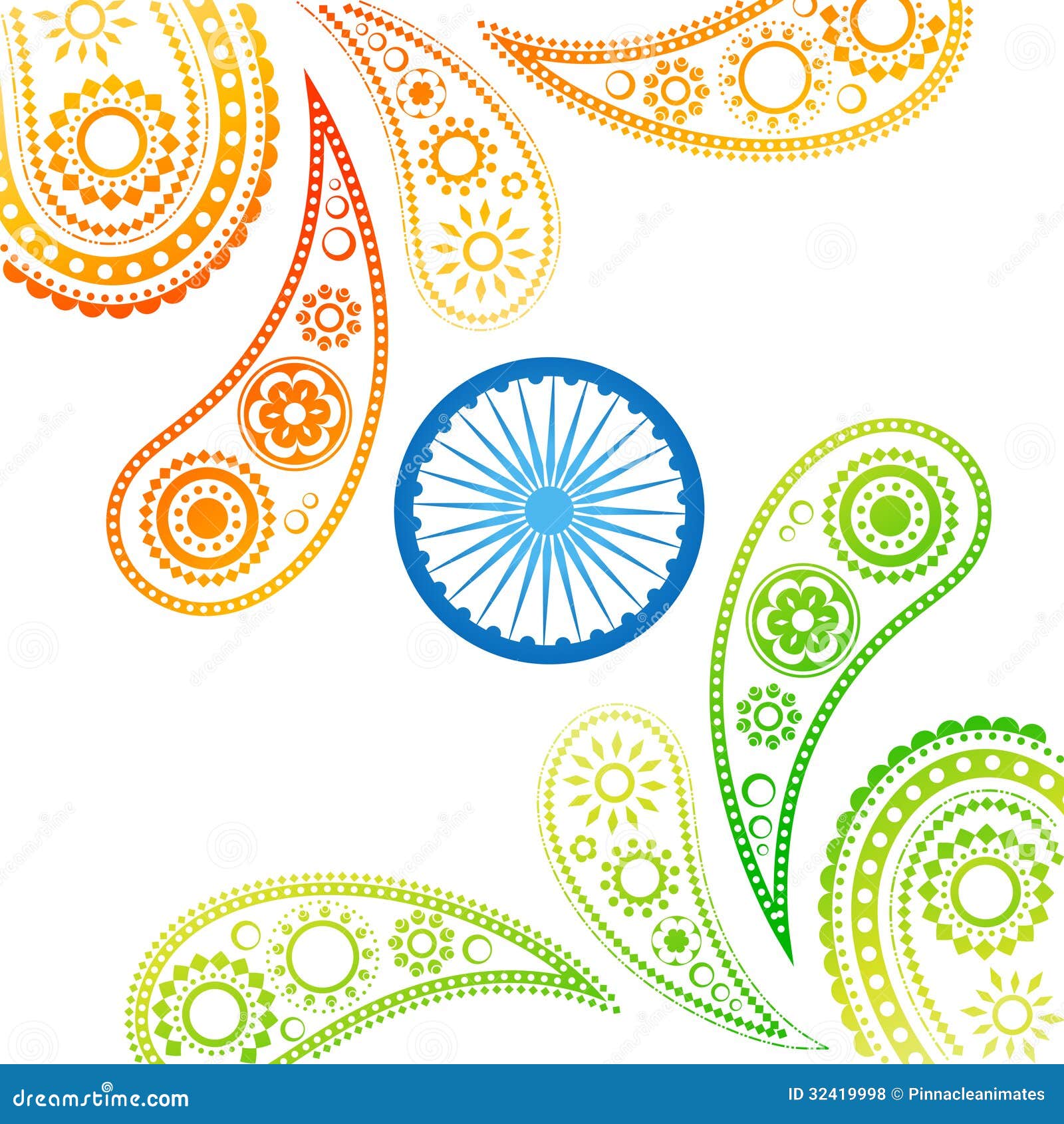Stylish indian flag stock vector. Illustration of paisley - 32419998