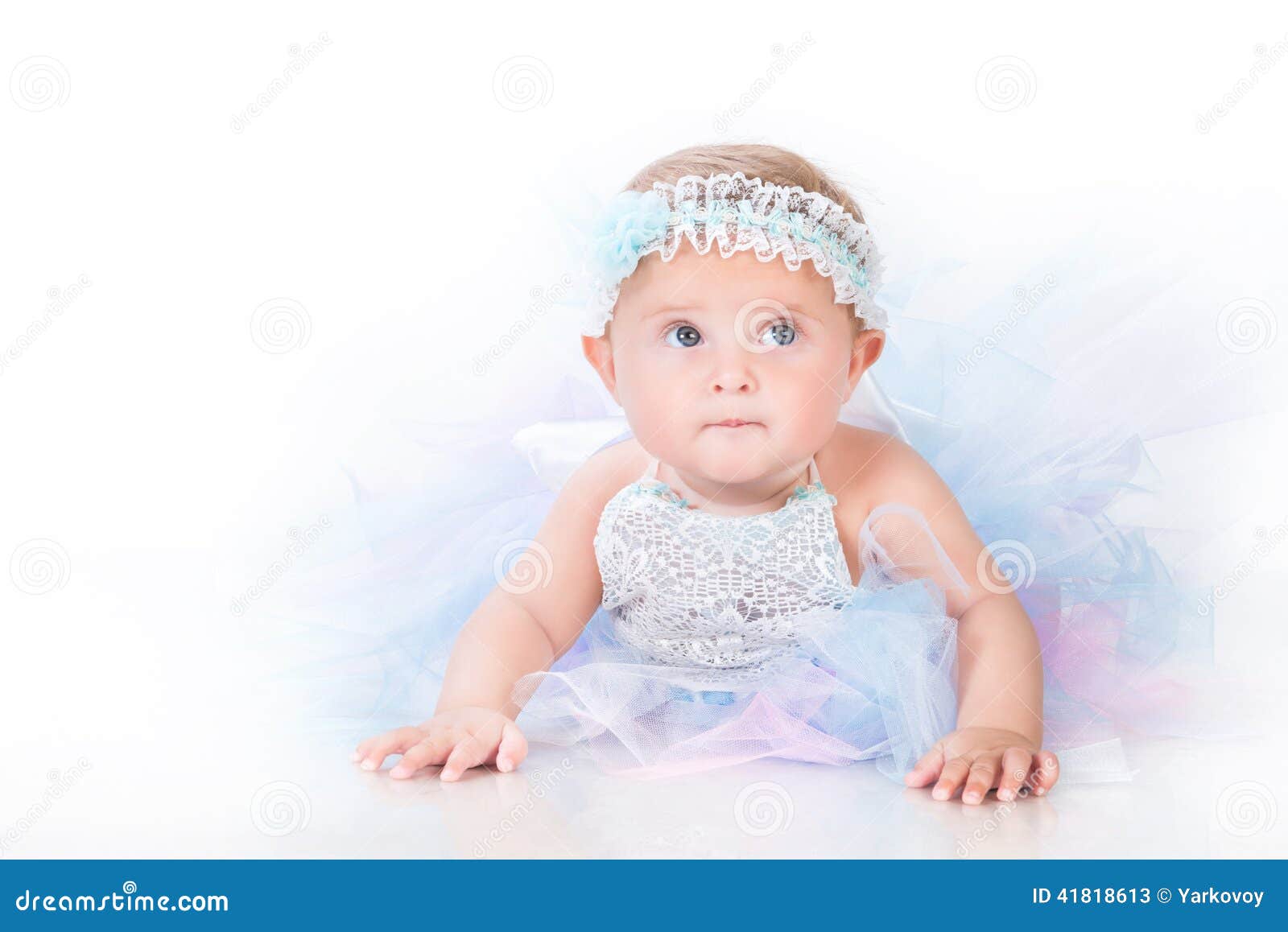 Stylish Infancy, Babe in Lush Skirt Stock Image - Image of blue, happy ...