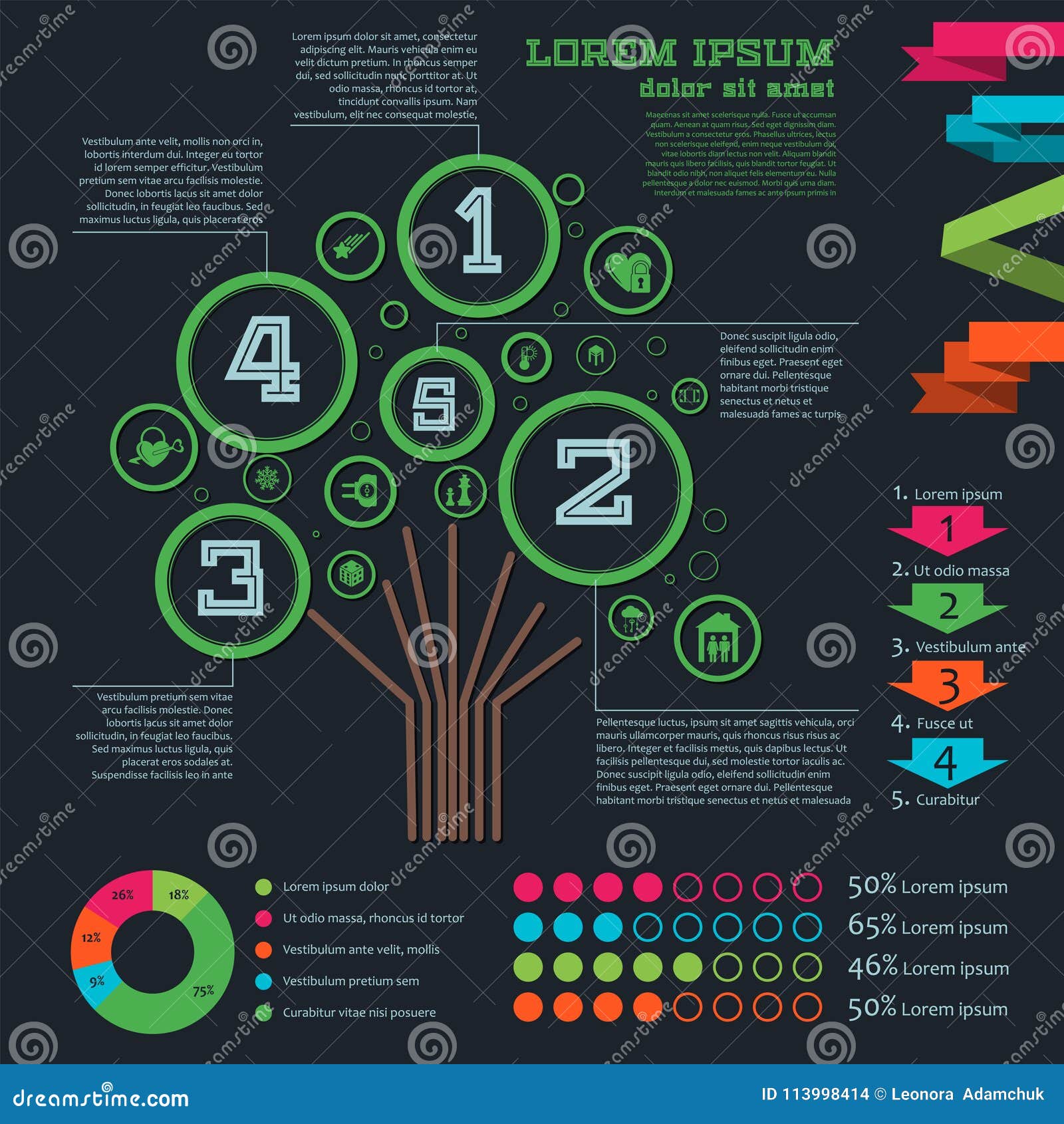 Stylish Infographics with a Tree for a Specific Design and a Place for ...