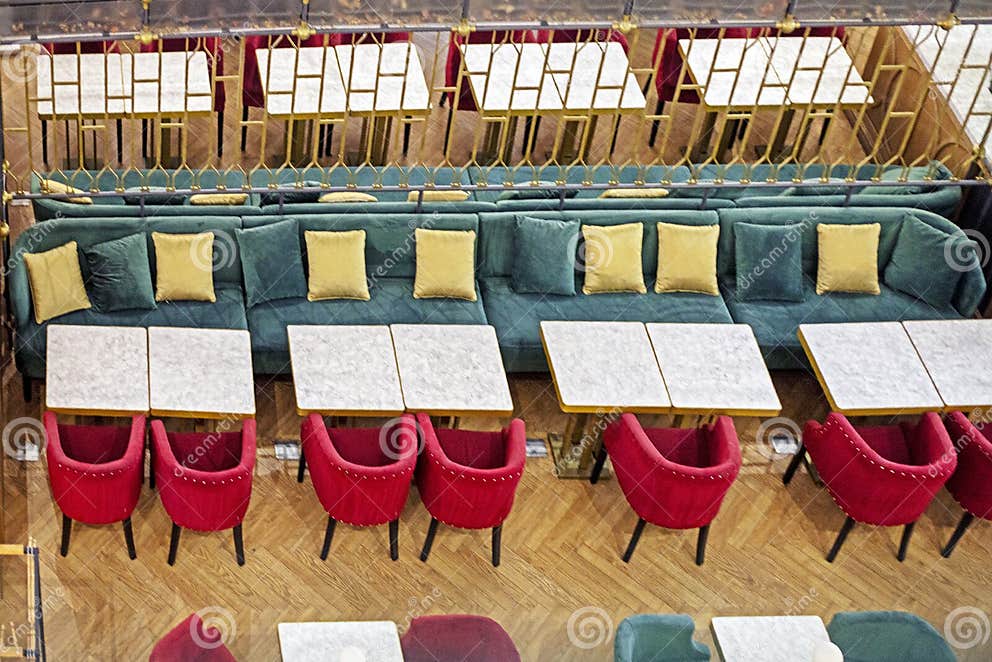 Stylish Interior of a Cafe with Soft Sofas Stock Image - Image of vibe ...