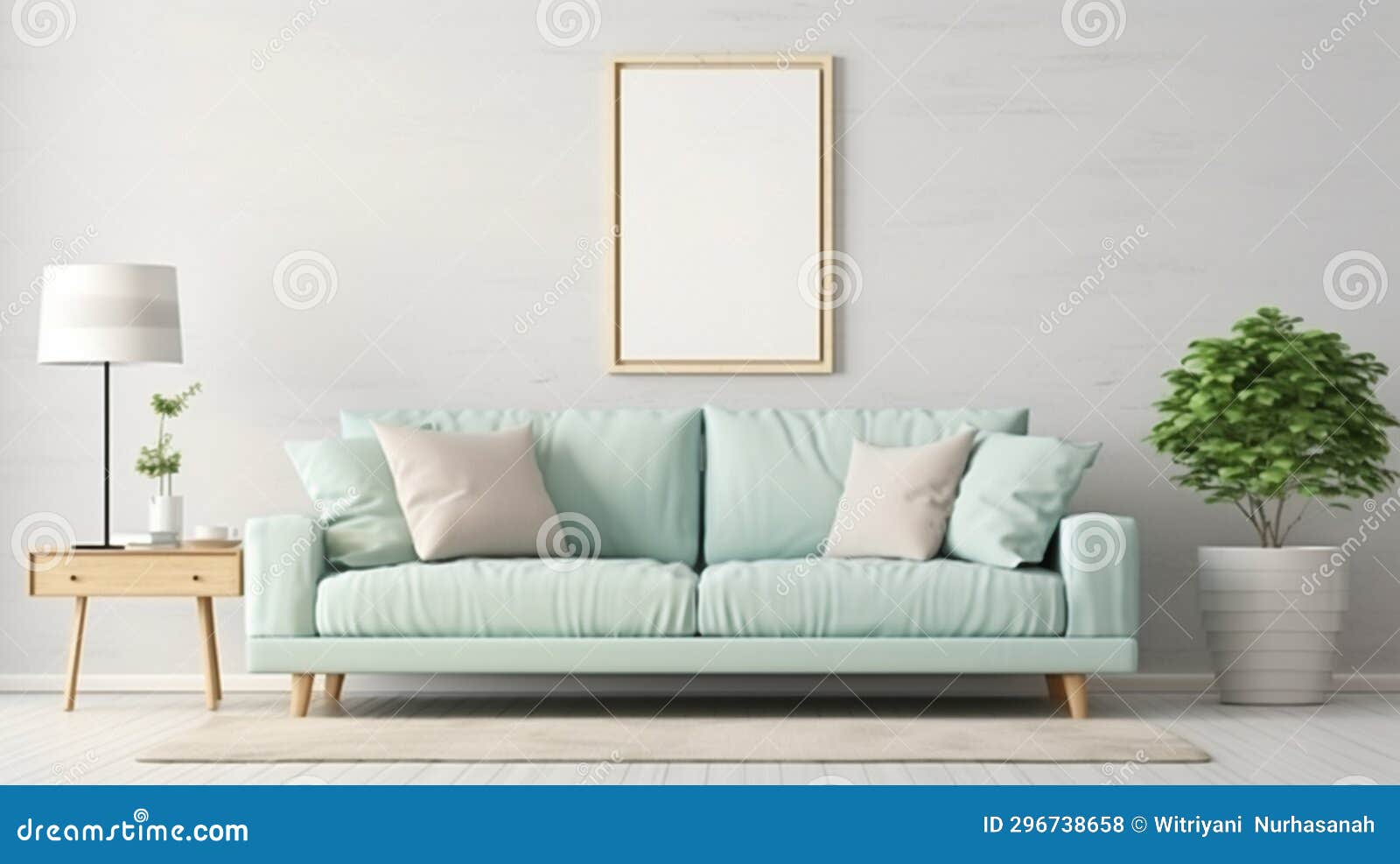 Stylish Interior Design of Living Room with Modern Mint Sofa ...