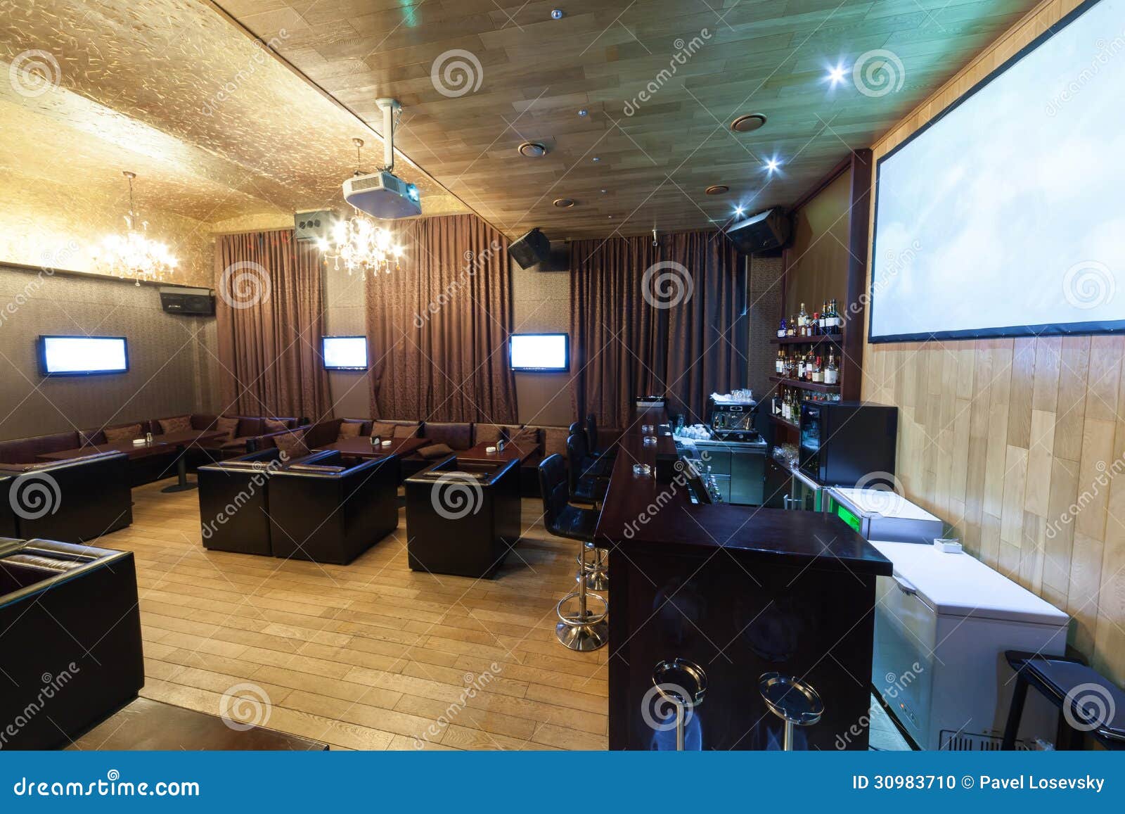 Stylish Interior of Karaoke Bar Stock Photo - Image of floor, armchair ...