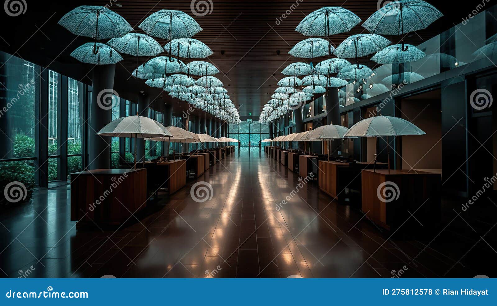 Stylish Interior of Modern Hall with Umbrellas, Generative Ai Stock ...