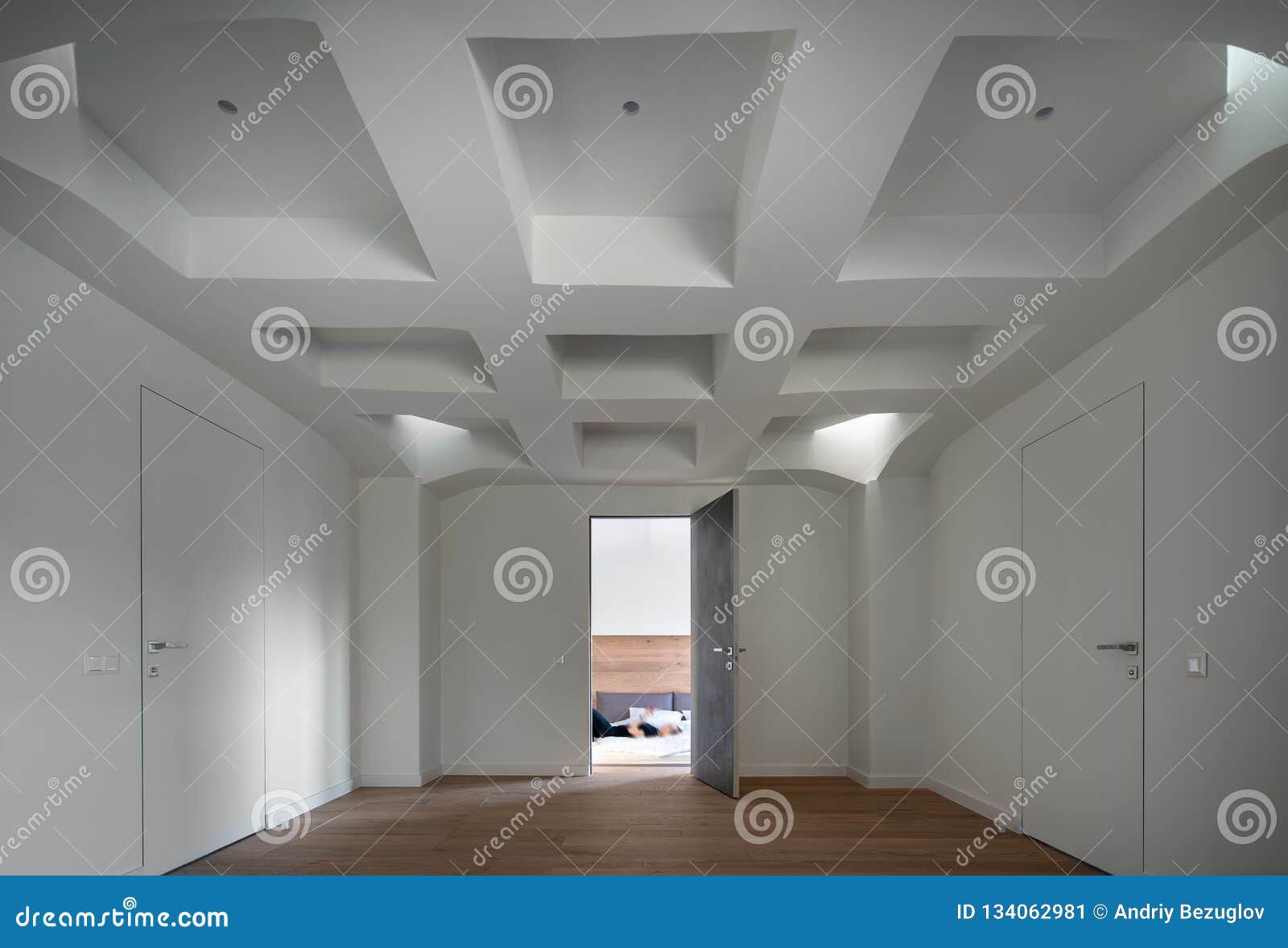 Stylish Interior in Modern Style with Design White False Ceiling Stock ...