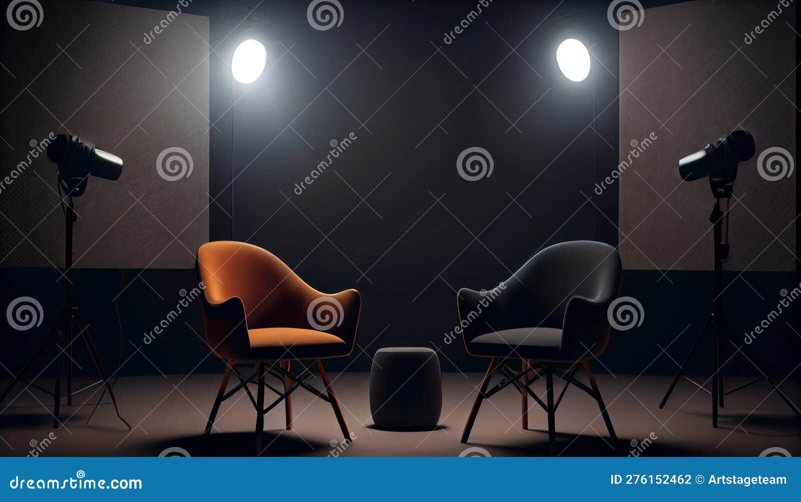 Stylish Interior, Two Chairs, Studio Light, Interview Scene. Al ...