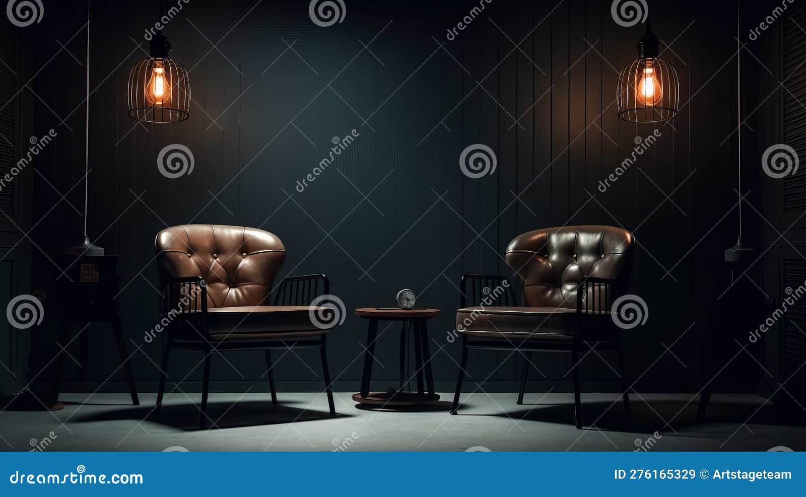 Stylish Interior, Two Chairs, Studio Light, Interview Scene. Al ...