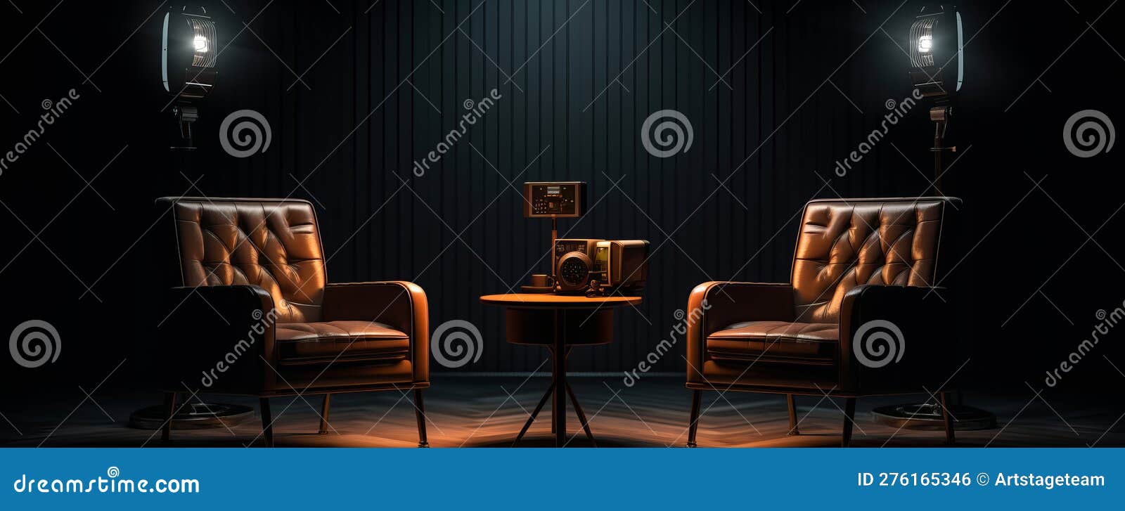 Stylish Interior, Two Chairs, Studio Light, Interview Scene. Al ...