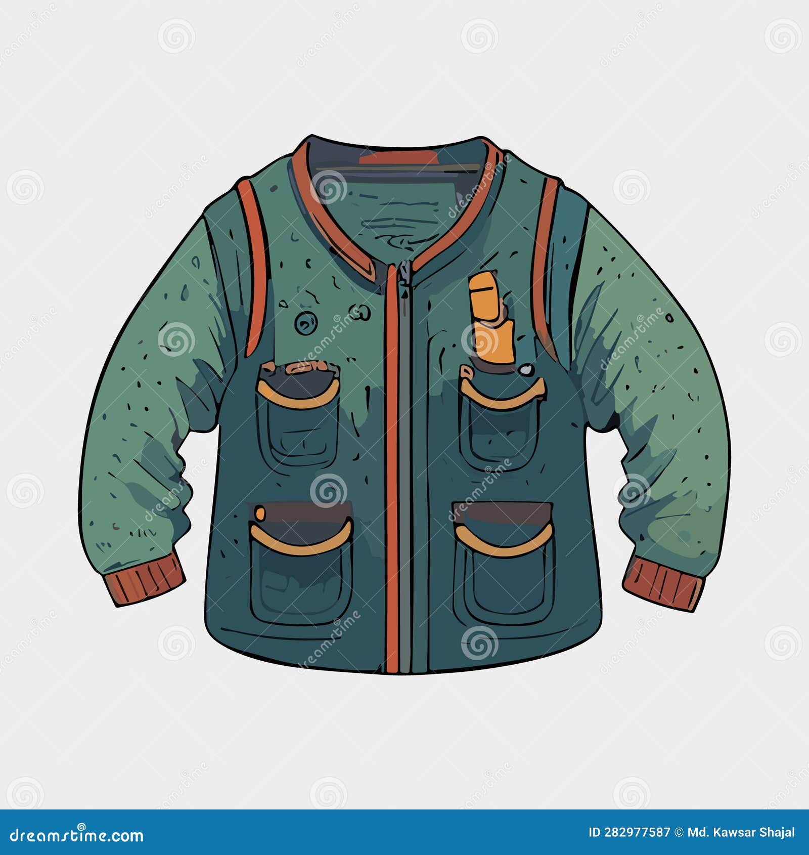 Stylish Jacket with Pockets. Vector Illustration Stock Vector ...