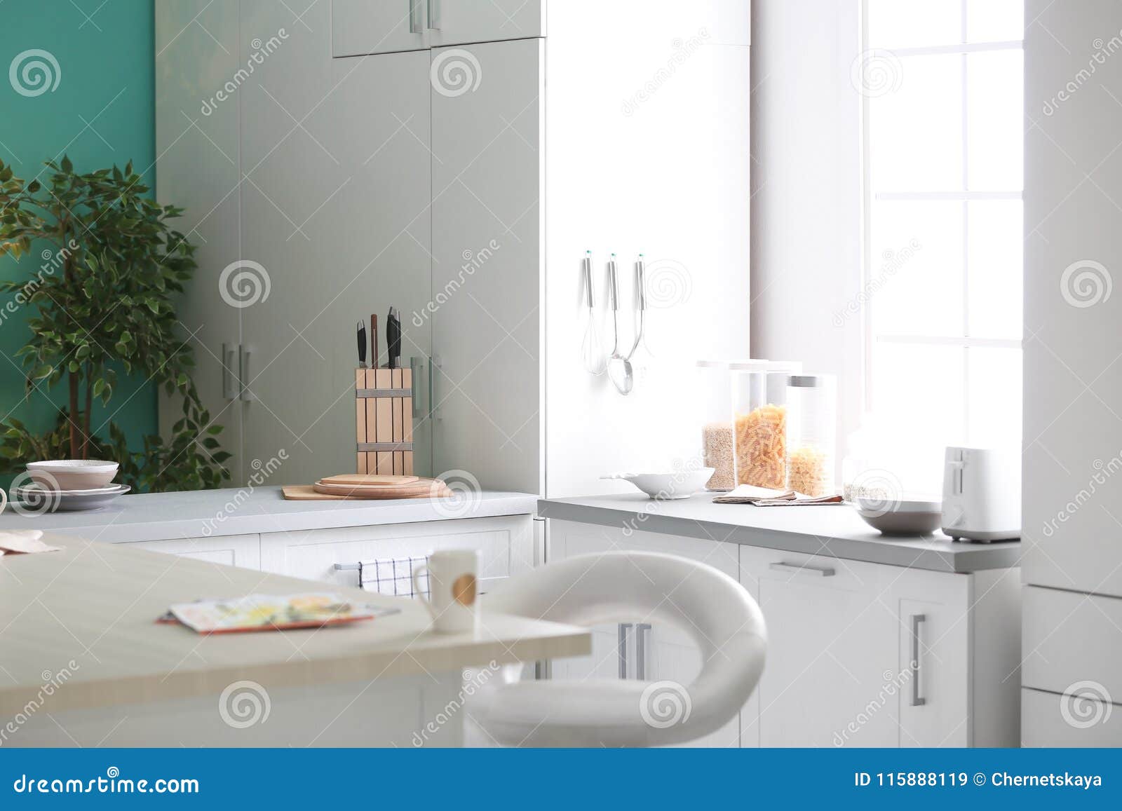 Stylish Kitchen Interior Setting. Idea for Home Stock Image - Image of ...