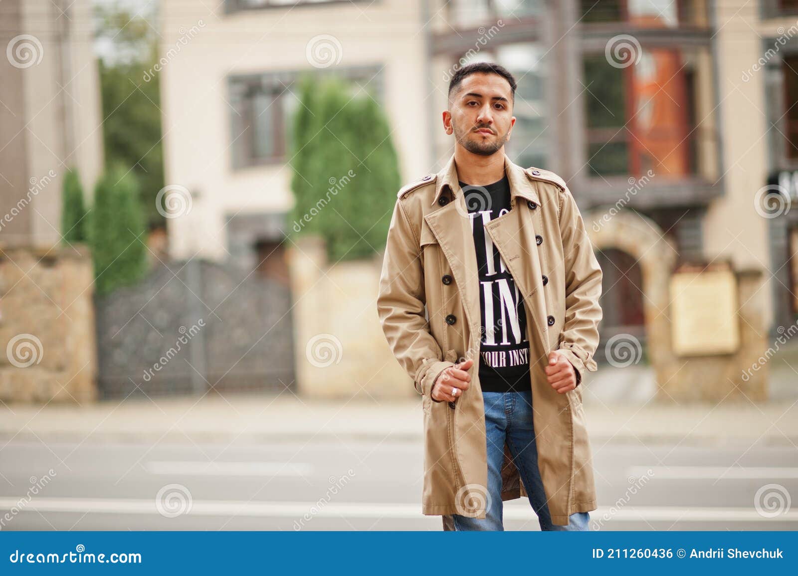 Stylish Kuwaiti Man at Trench Coat Stock Photo - Image of bearded ...
