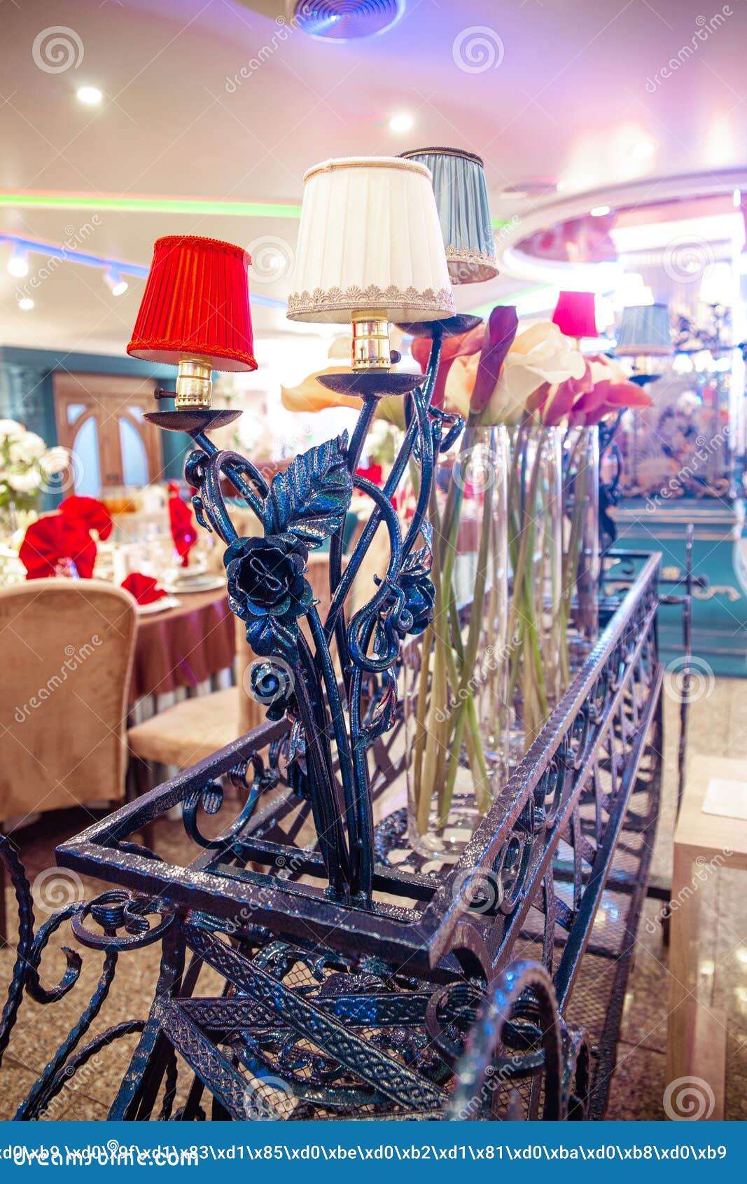 Stylish Lamp in the Interior of the Restaurant. Stock Photo - Image of ...