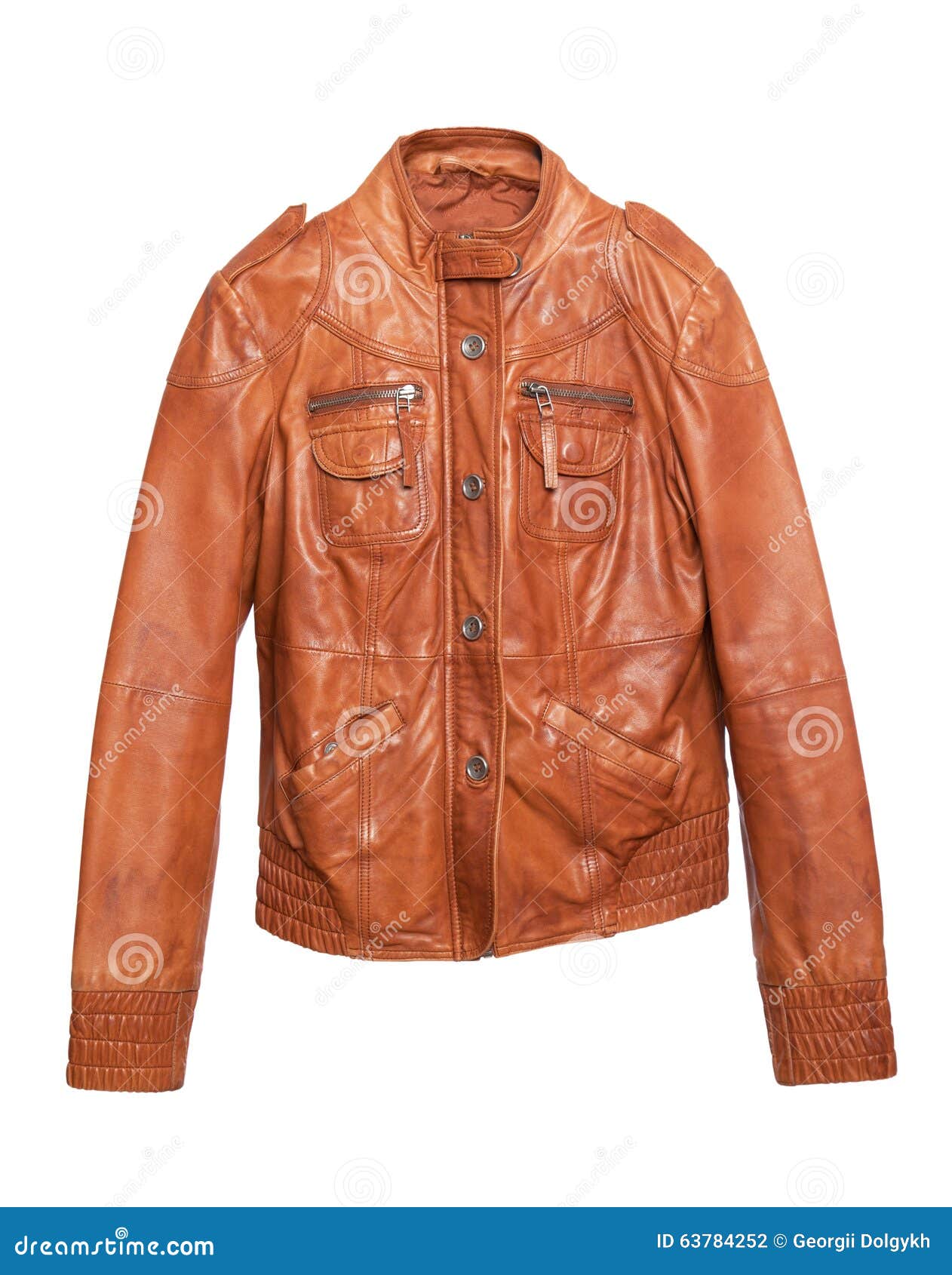 Stylish leather jacket stock photo. Image of white, isolated - 63784252