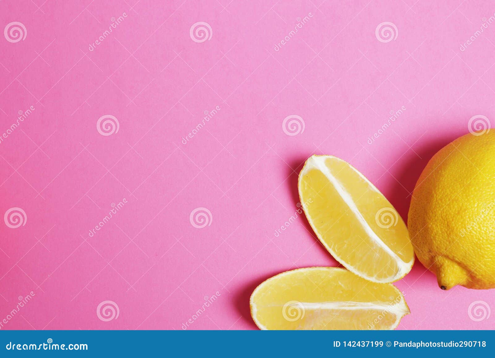 Stylish Lemon Slices on a Pink Background Stock Image - Image of design ...