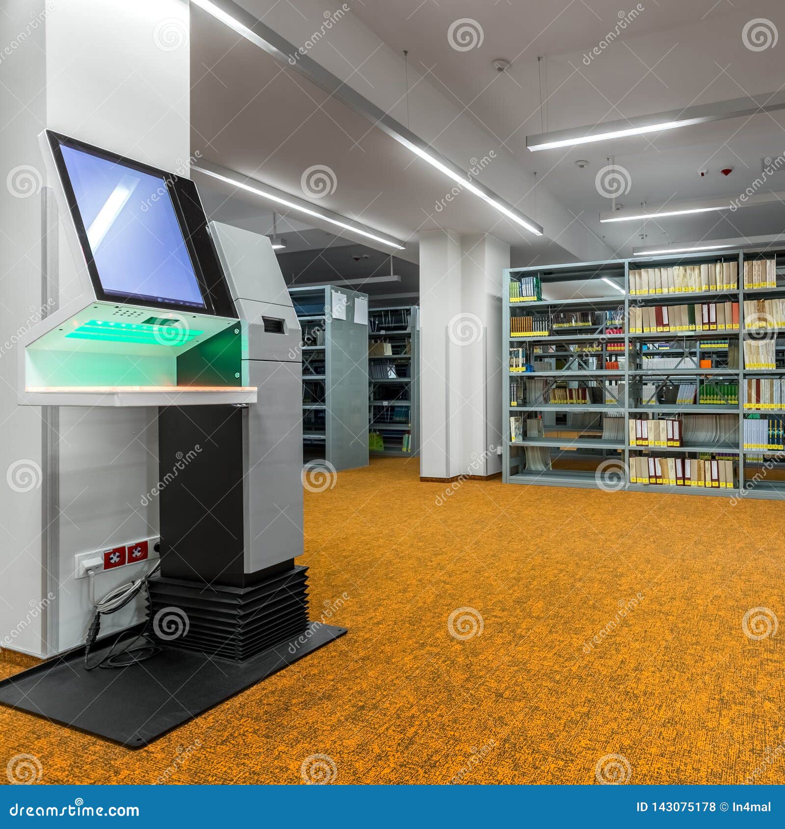 Library Interior with Modern Technology Stock Photo - Image of ...