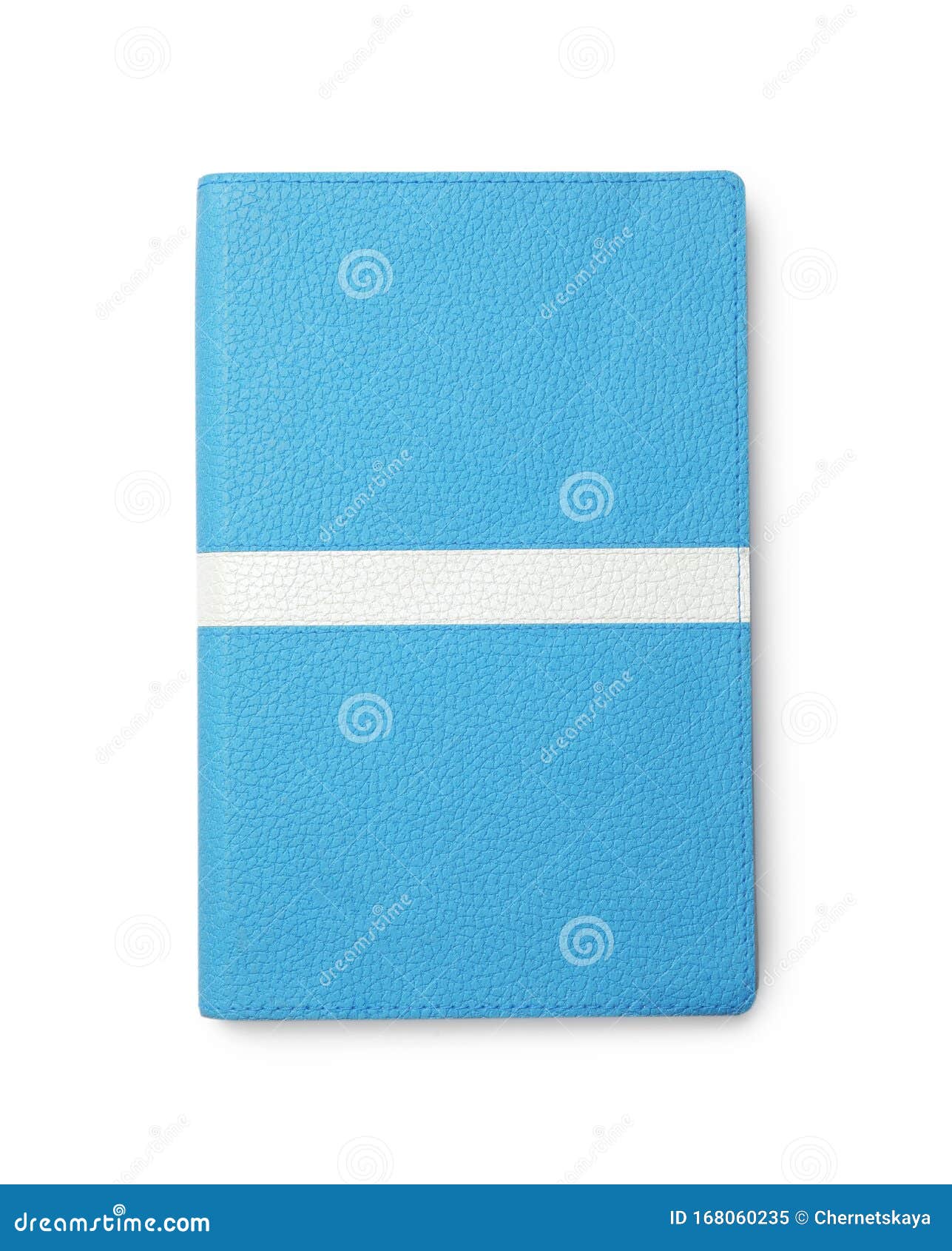Stylish Light Blue Notebook Isolated on White, Top View Stock Image ...