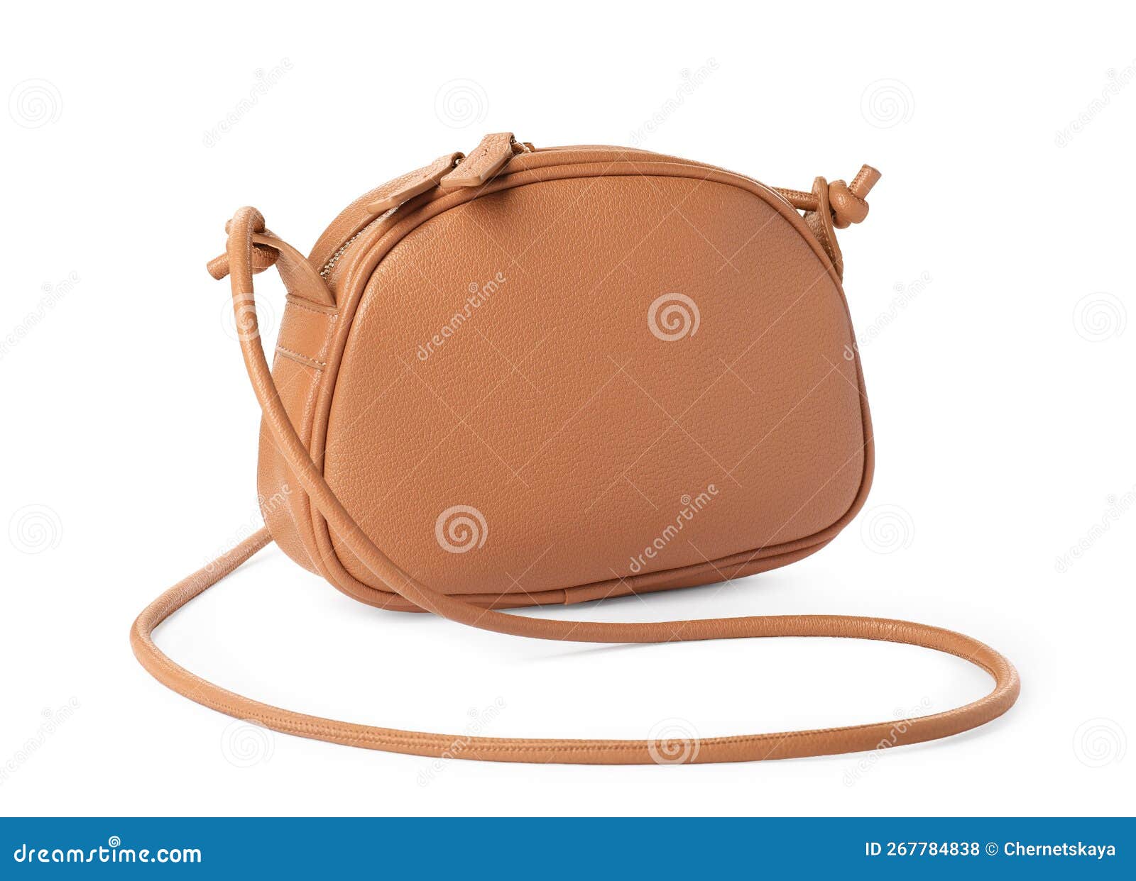 Stylish Light Brown Leather Handbag Isolated on White Stock Photo ...