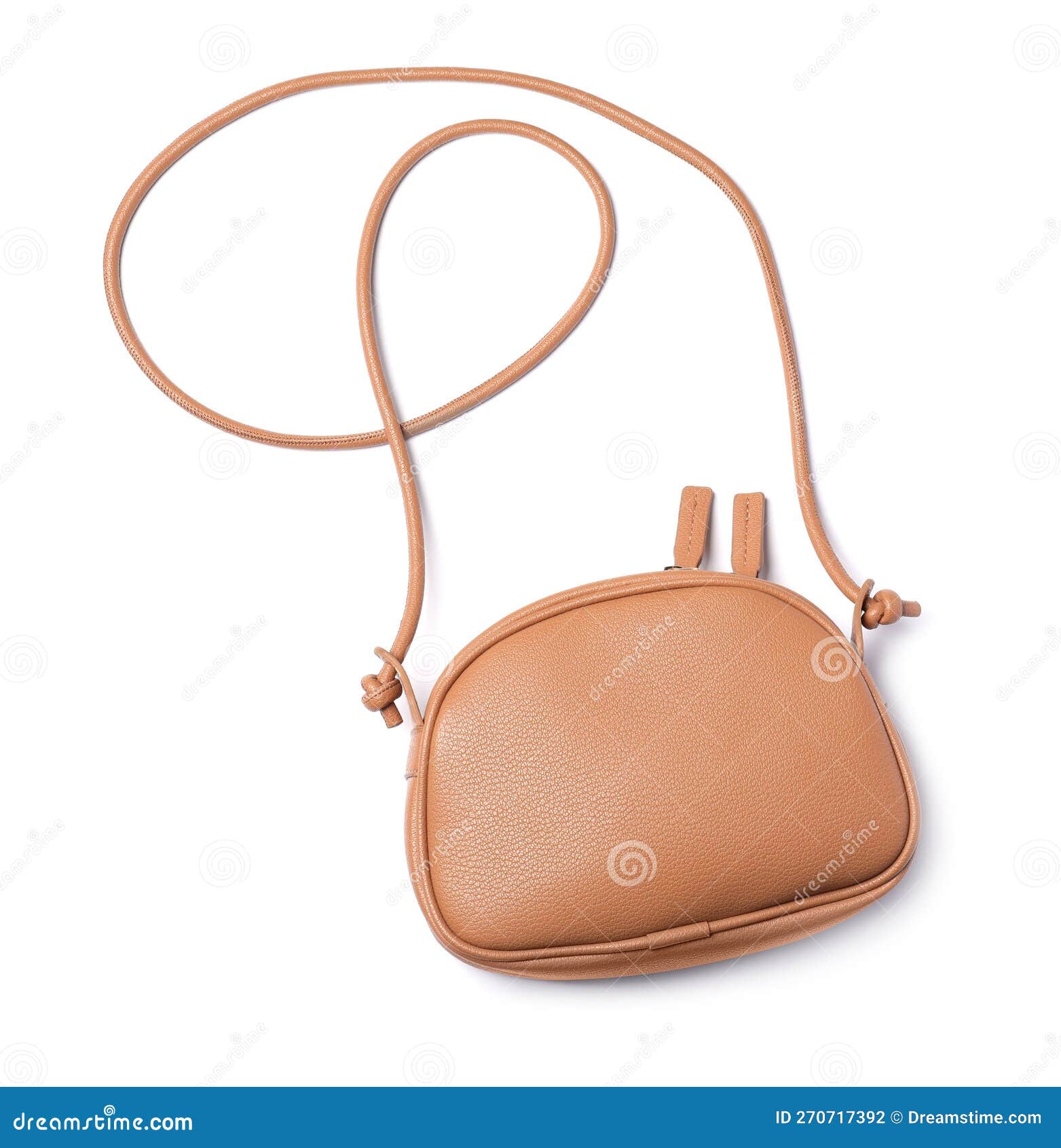 Stylish Light Brown Leather Handbag Isolated on White, Top View Stock ...