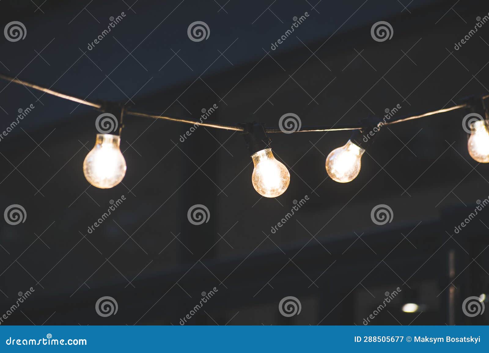 Stylish Light Bulbs in the Cafe Stock Image - Image of decoration, home ...