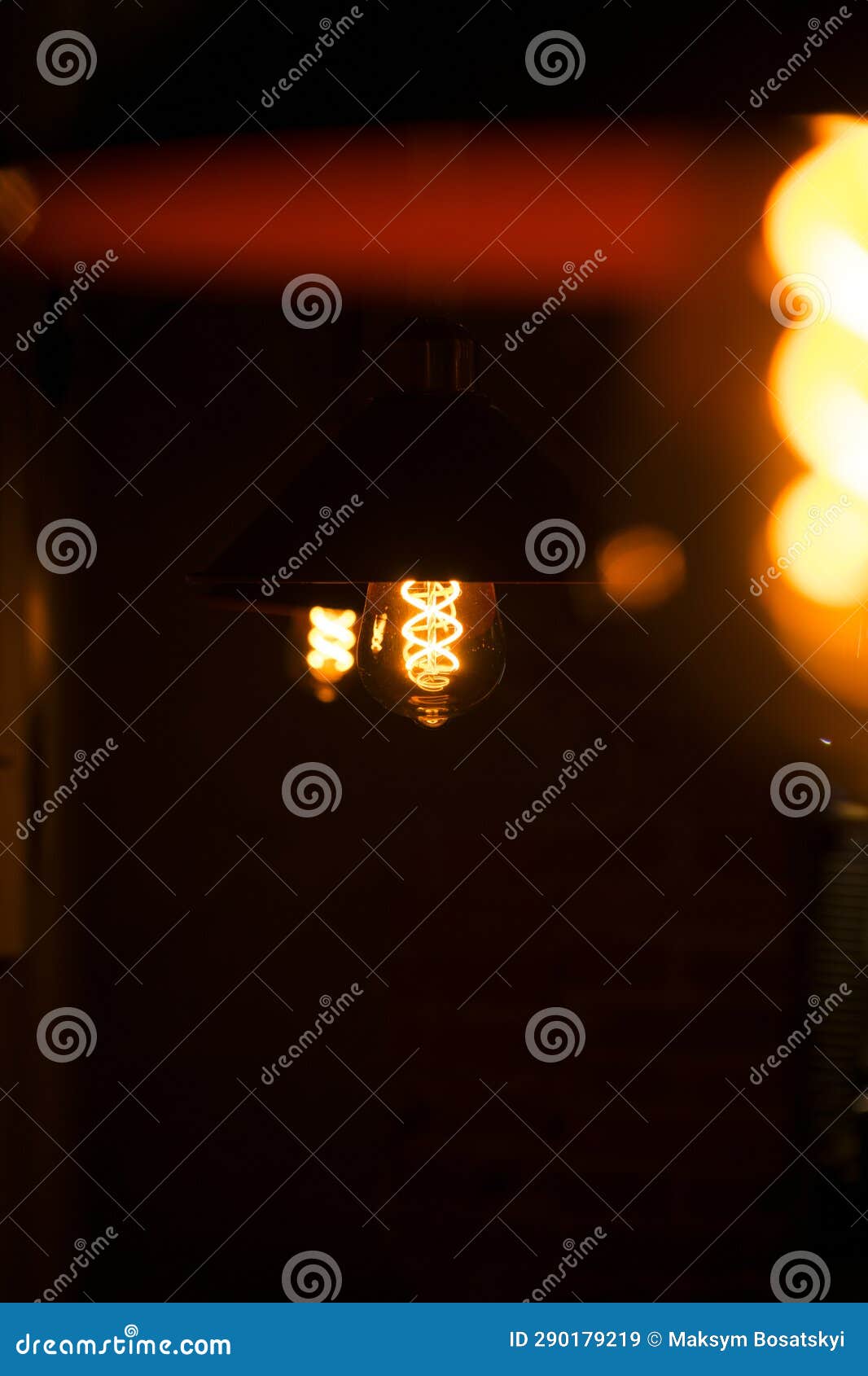 Stylish Light Bulbs in the Cafe Stock Image - Image of retro ...