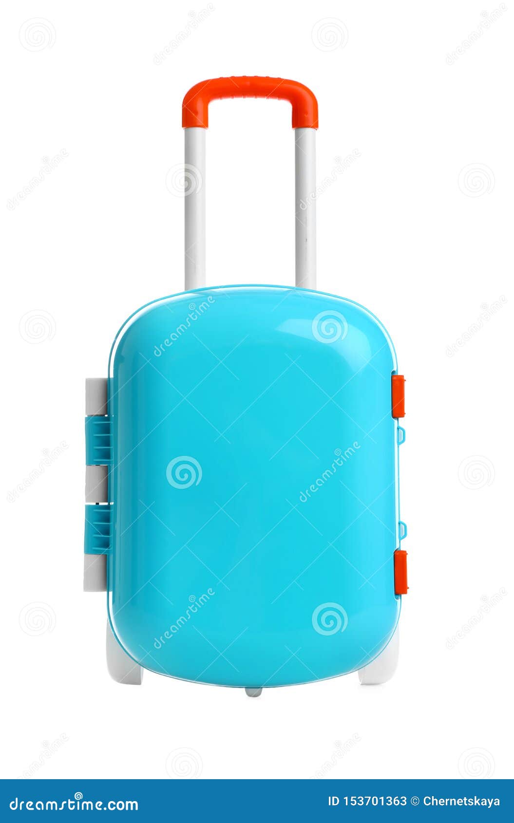 Stylish Little Blue Suitcase on White Stock Image - Image of accessory ...