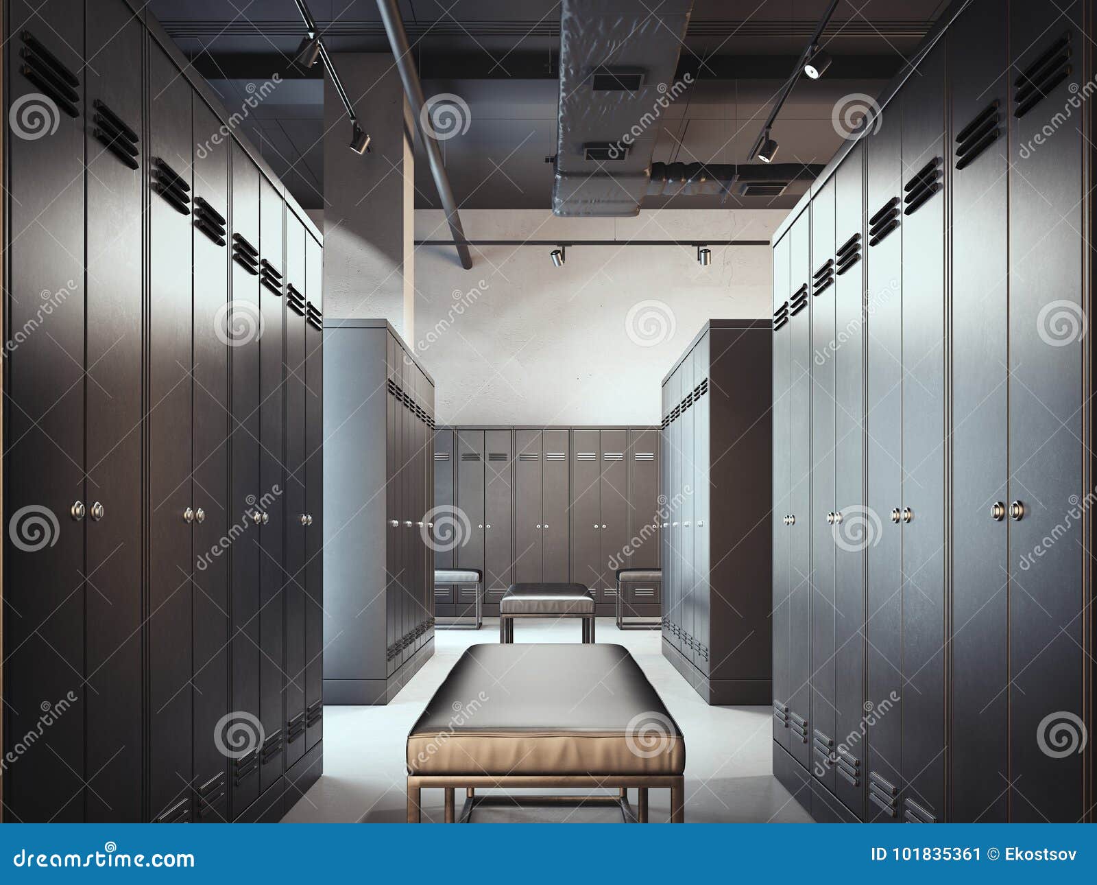 Stylish Locker Room. 3d Rendering Stock Illustration - Illustration of ...