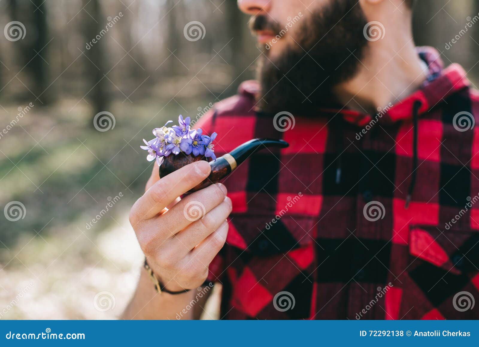 Stylish Lumberjack Holding a Pipe for Smoking Stock Photo - Image of ...