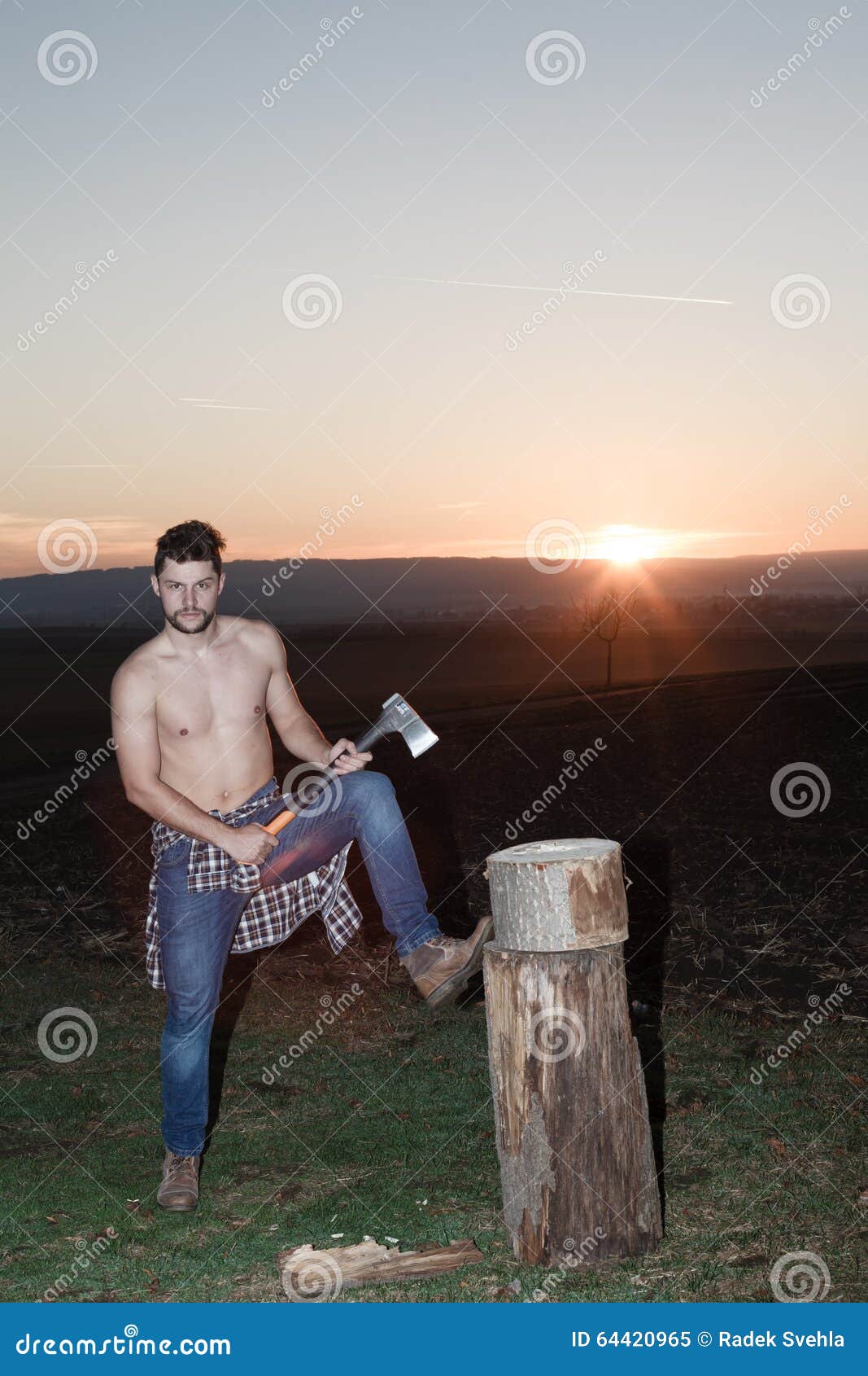 The Stylish Lumberjack at Work. Stock Image - Image of dressed, model ...