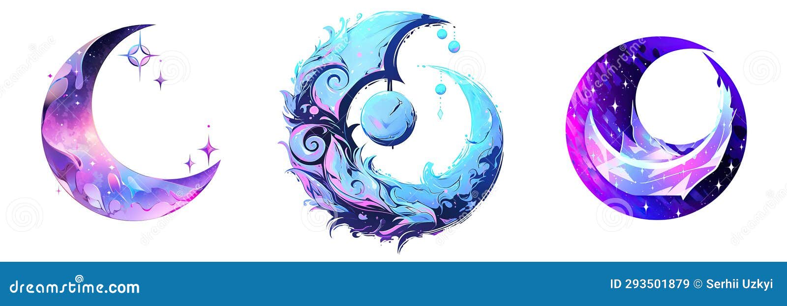 Stylish Magic Moon Logo in 2D Style AI Generated Stock Illustration ...