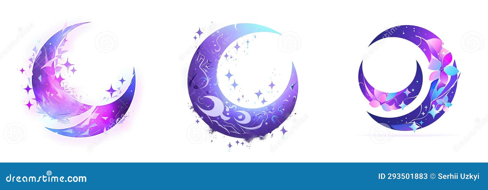Stylish Magic Moon Logo in 2D Style AI Generated Stock Illustration ...