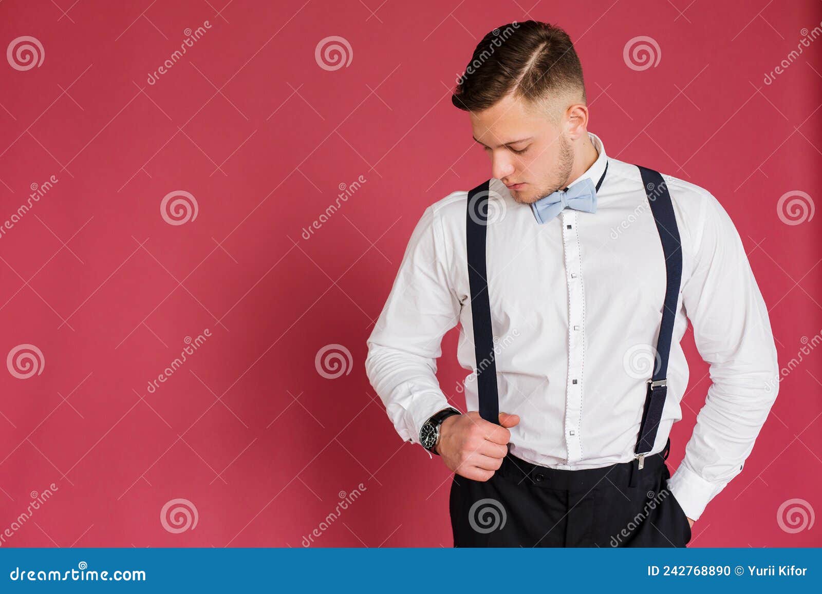Stylish Male Model on a Background of Color 2022: Very Peri Stock Photo ...