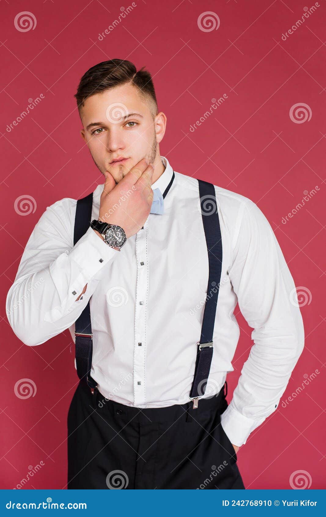 Stylish Male Model on a Background of Color 2022: Very Peri Stock Photo ...