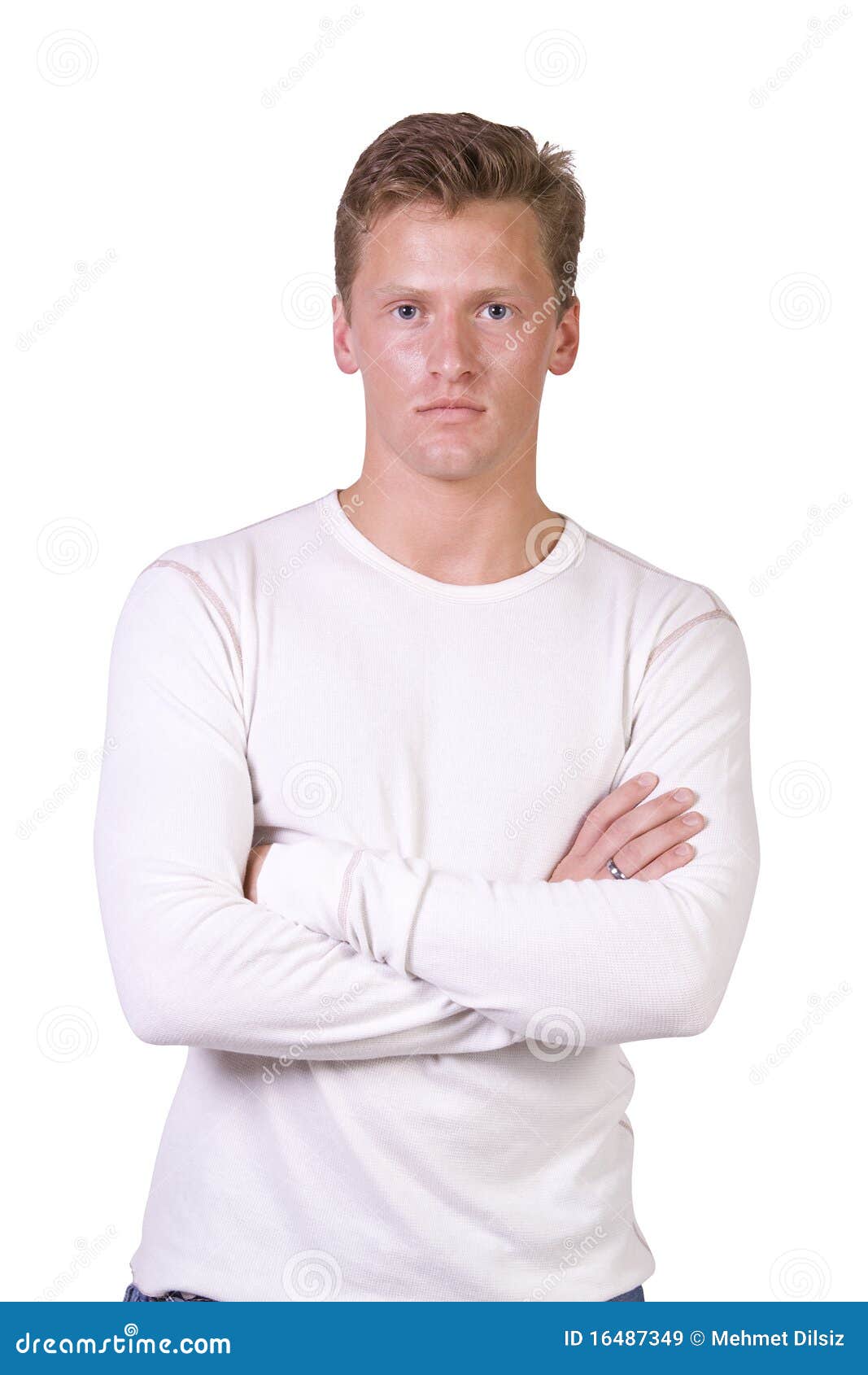 Stylish Male Model Standing with Arms Crossed Stock Image - Image of ...