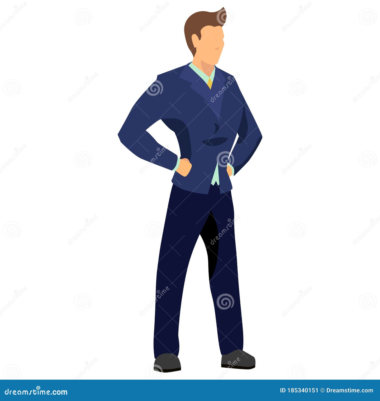 Stylish Man in Blue Suit on White Background Stock Vector ...