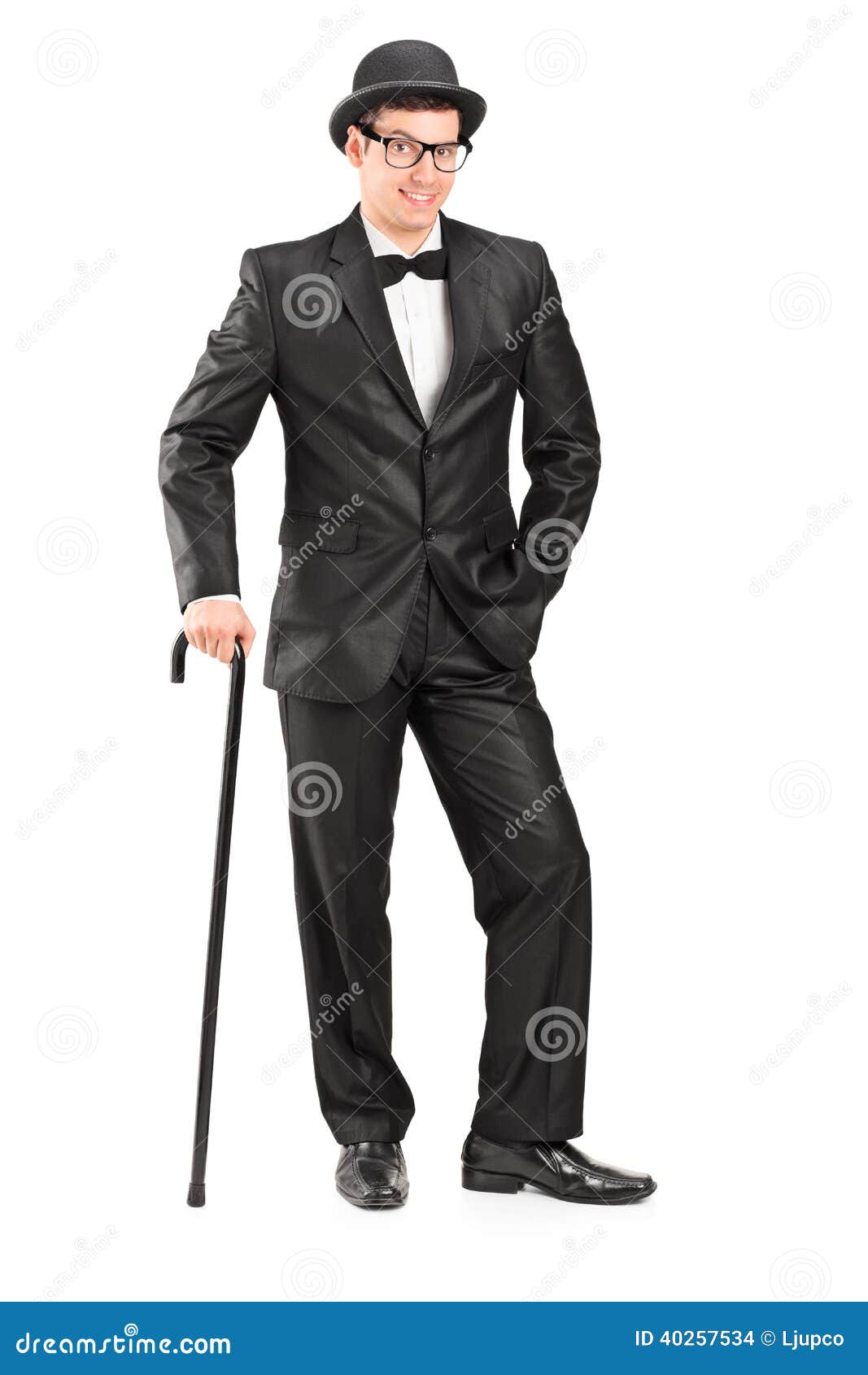 Stylish Man with Cane Posing Stock Photo - Image of clothes, person ...
