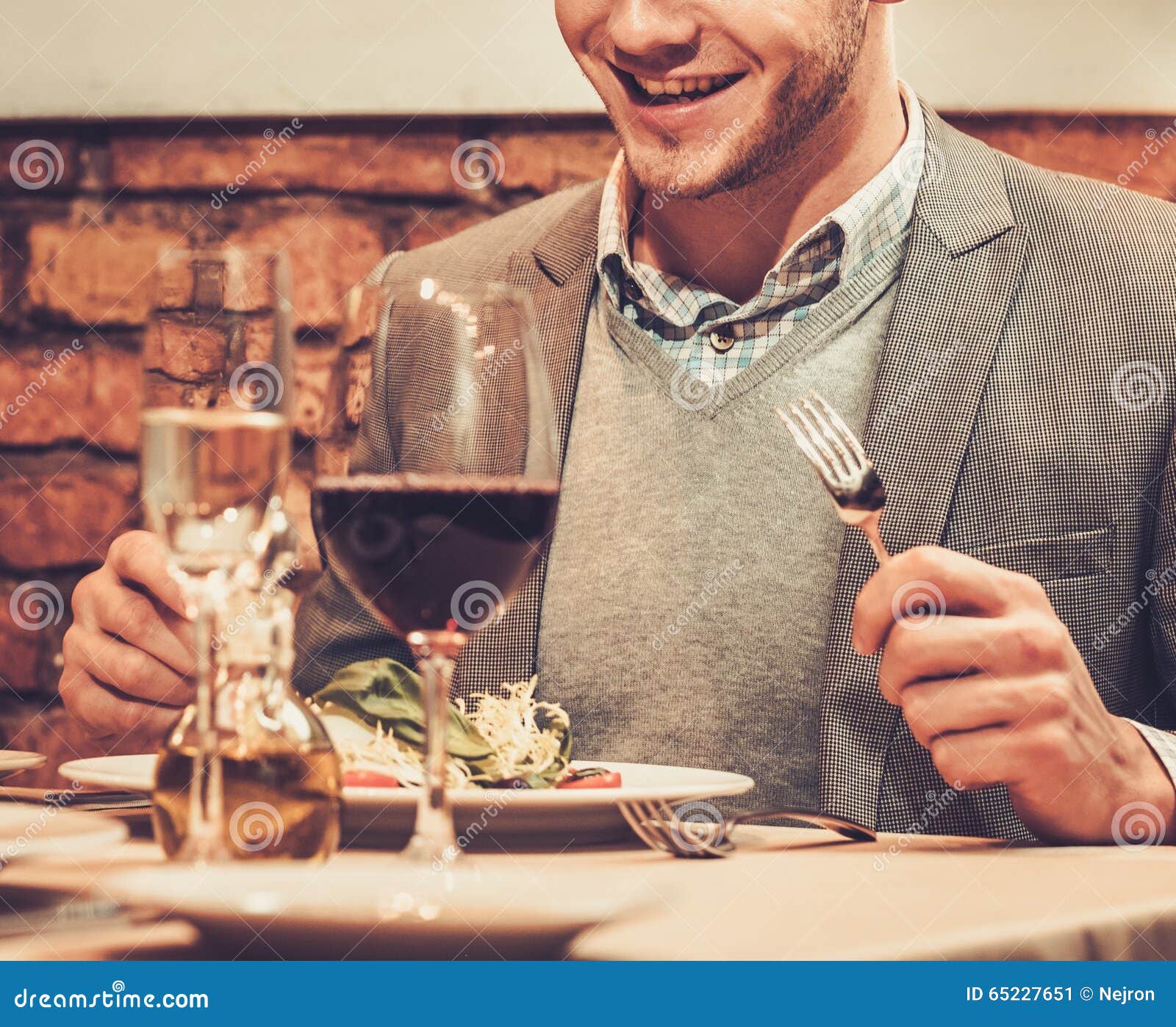 Stylish Man Eating at Restaurant. Stock Image - Image of people, date ...