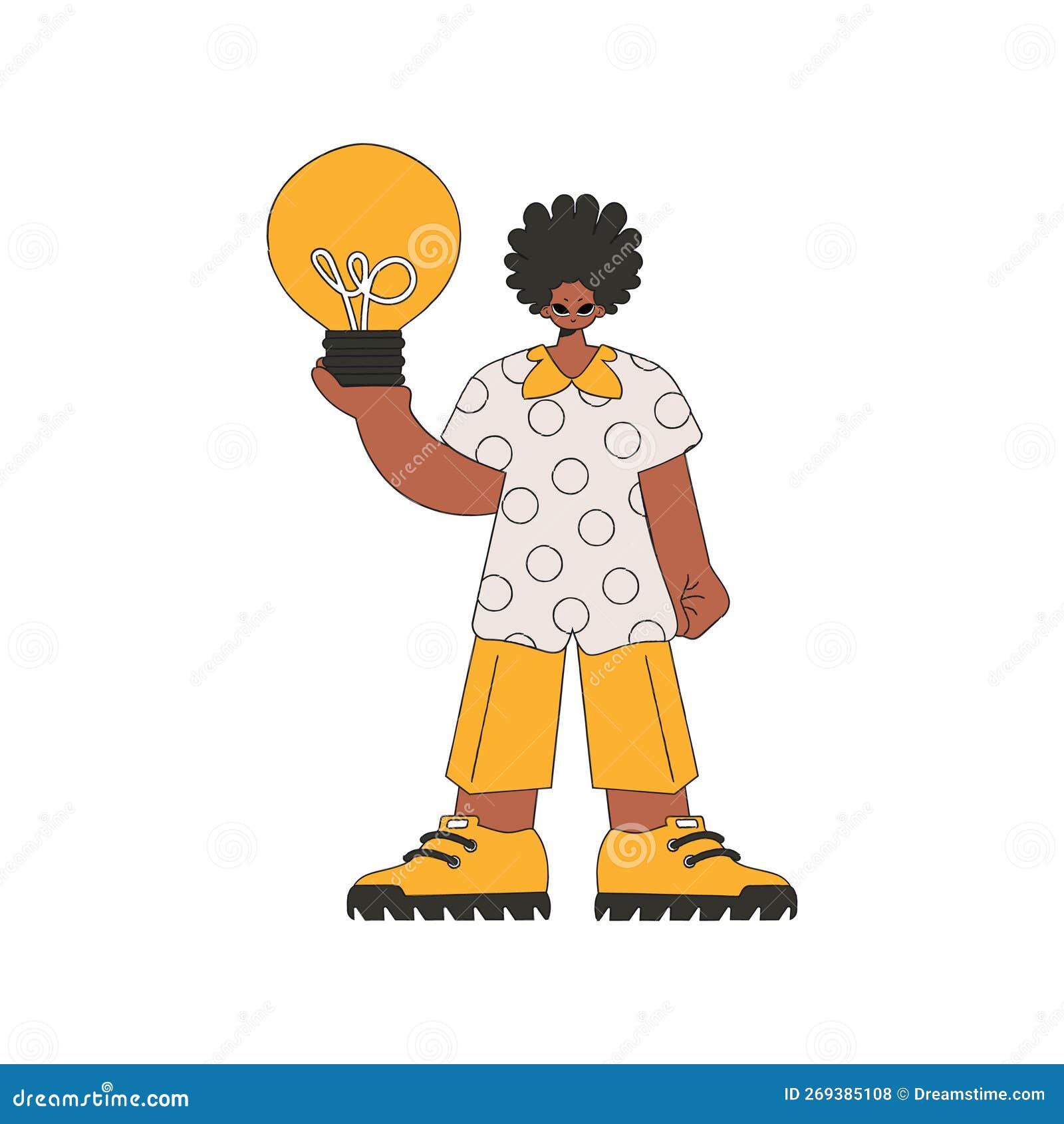Stylish Man Holding a Light Bulb. Idea Theme. Stock Vector ...