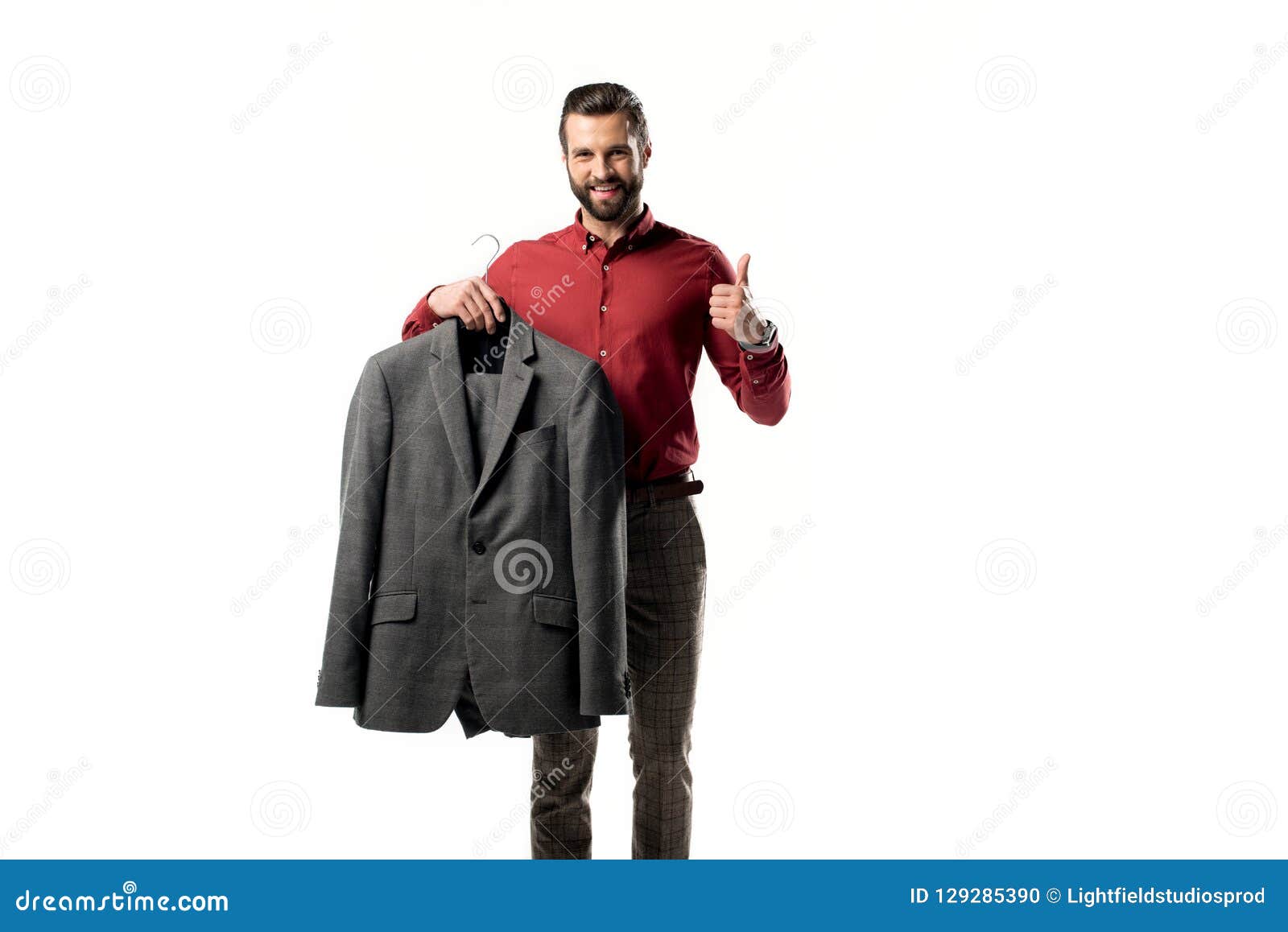Stylish Man with Jacket in Hand Showing Thumb Up Stock Photo - Image of ...