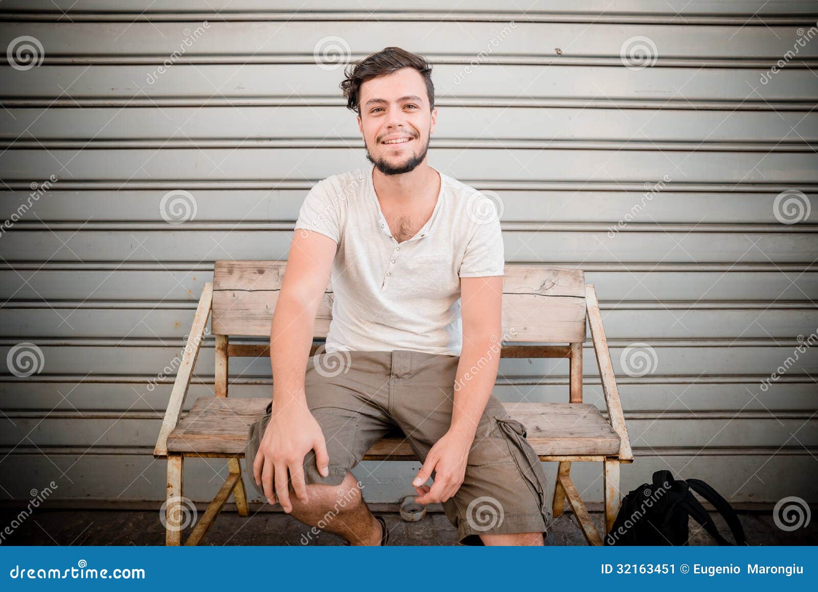 Stylish Man Sitting on a Bench Stock Image - Image of life, sitting ...
