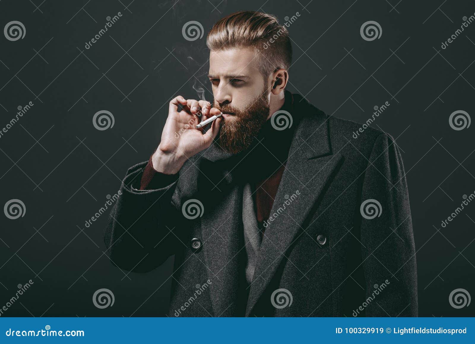 Stylish Man Smoking Cigarette Stock Image - Image of pose, fashion ...