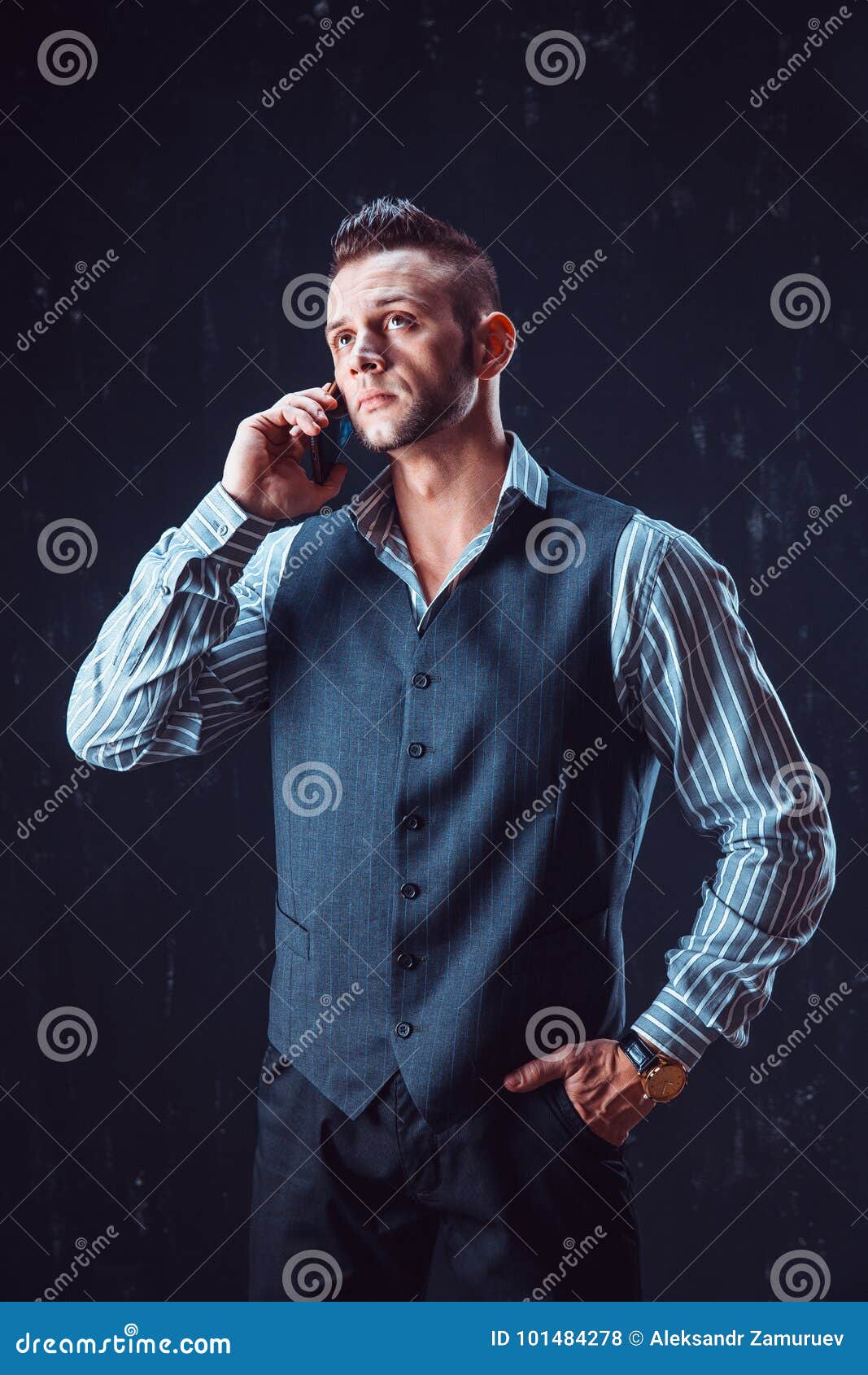 Stylish man talking phone stock photo. Image of talking - 101484278