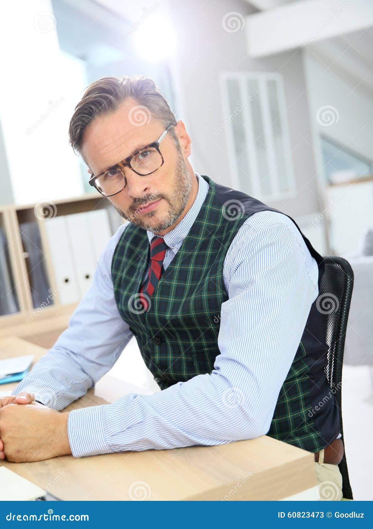 Stylish Man Wearing Eyeglasses and Working Stock Image - Image of aged ...